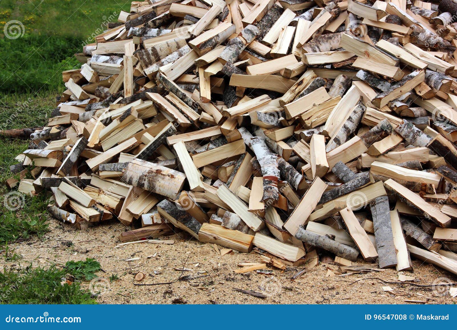 A Bunch Of Birch Chocks. Timber Cutting. Firewood Stock Photography ...