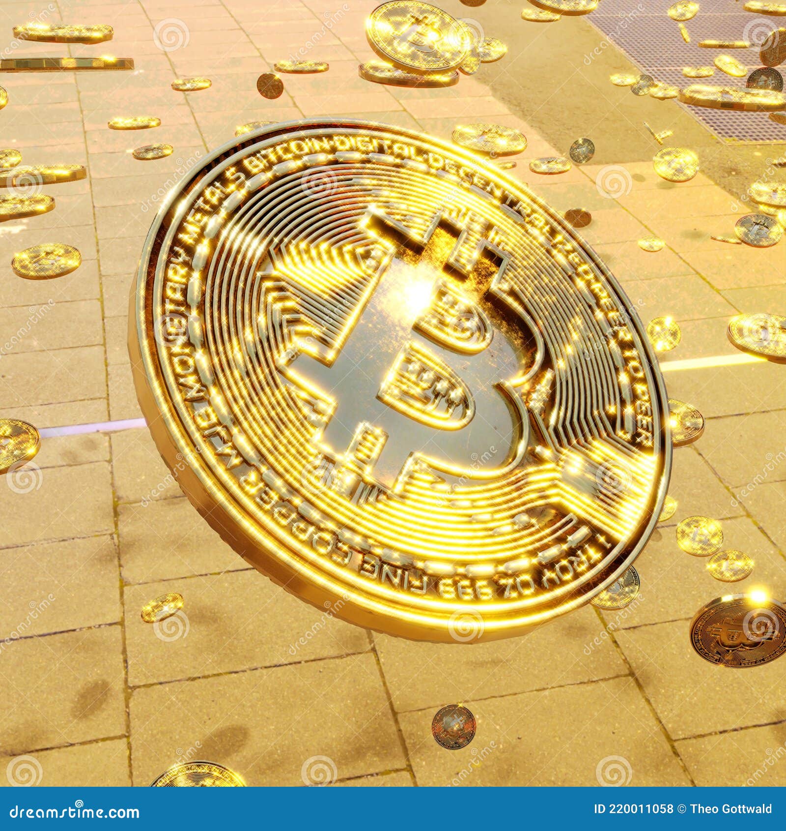 Falling bitcoin stock illustration. Illustration of bank - 220011058