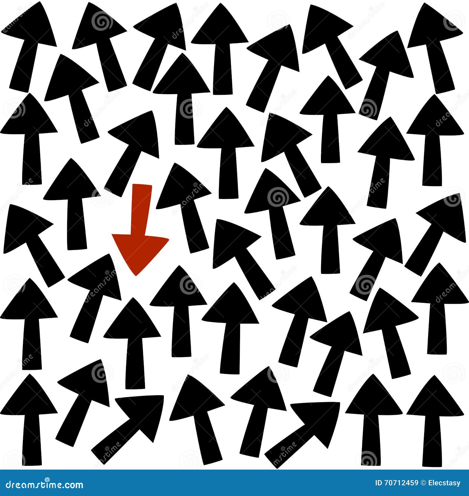 Bunch of Black Arrows and One Opposite Red Stock Vector - Illustration ...