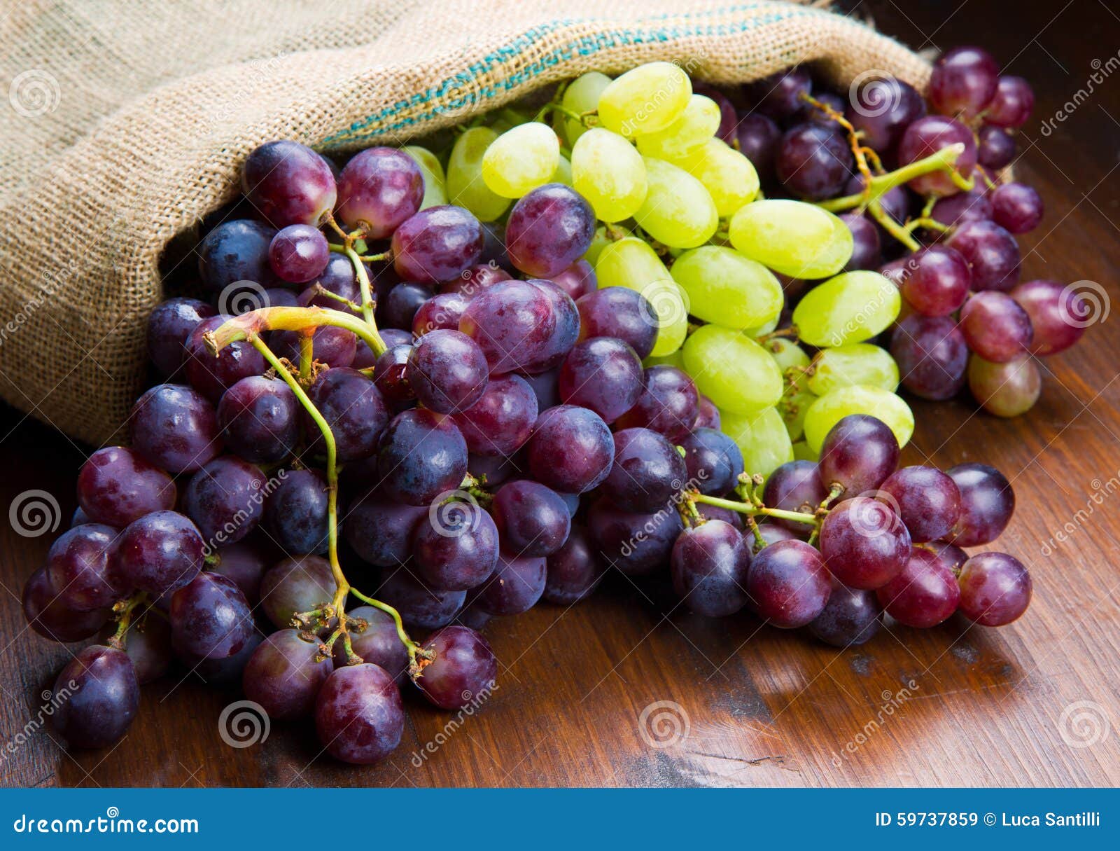 Bunch Black and Green Grapes on Wooden Stock Image - Image of season ...