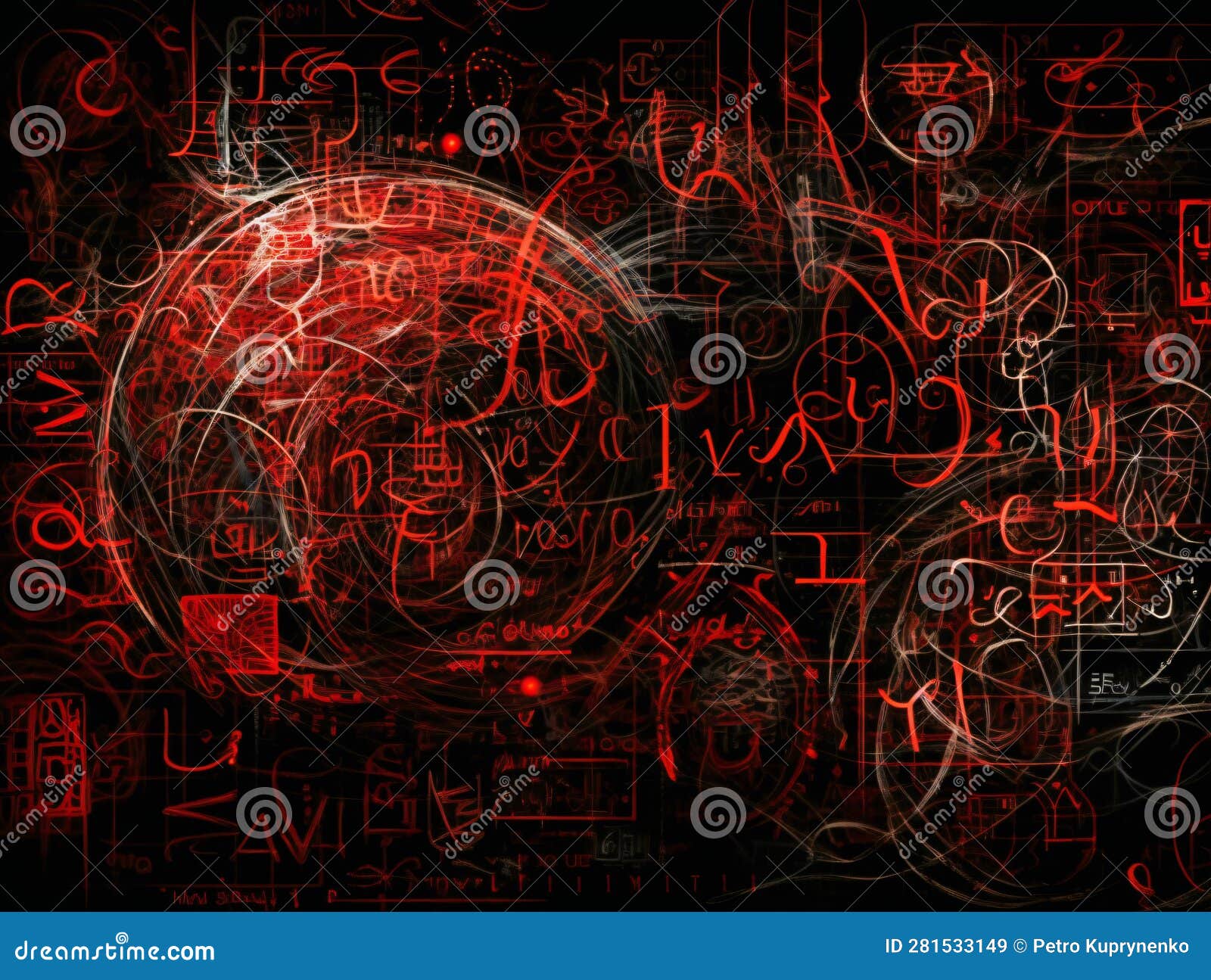 A Bunch of Black and Red Writing on a Black Surface. AI Generated Stock ...