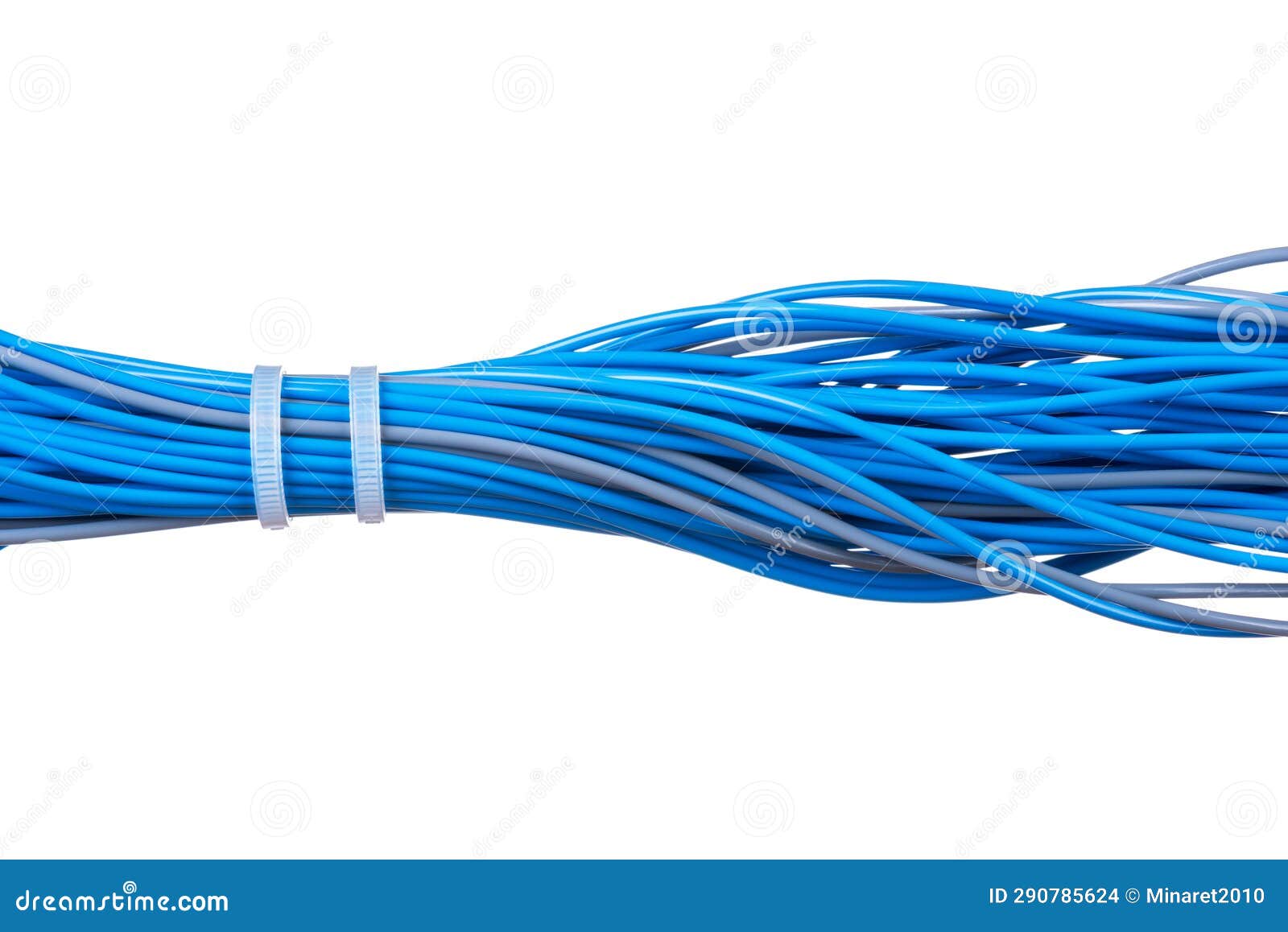 Bunch of Blue Fiber Optic Cable Network Isolated on White Stock Photo ...