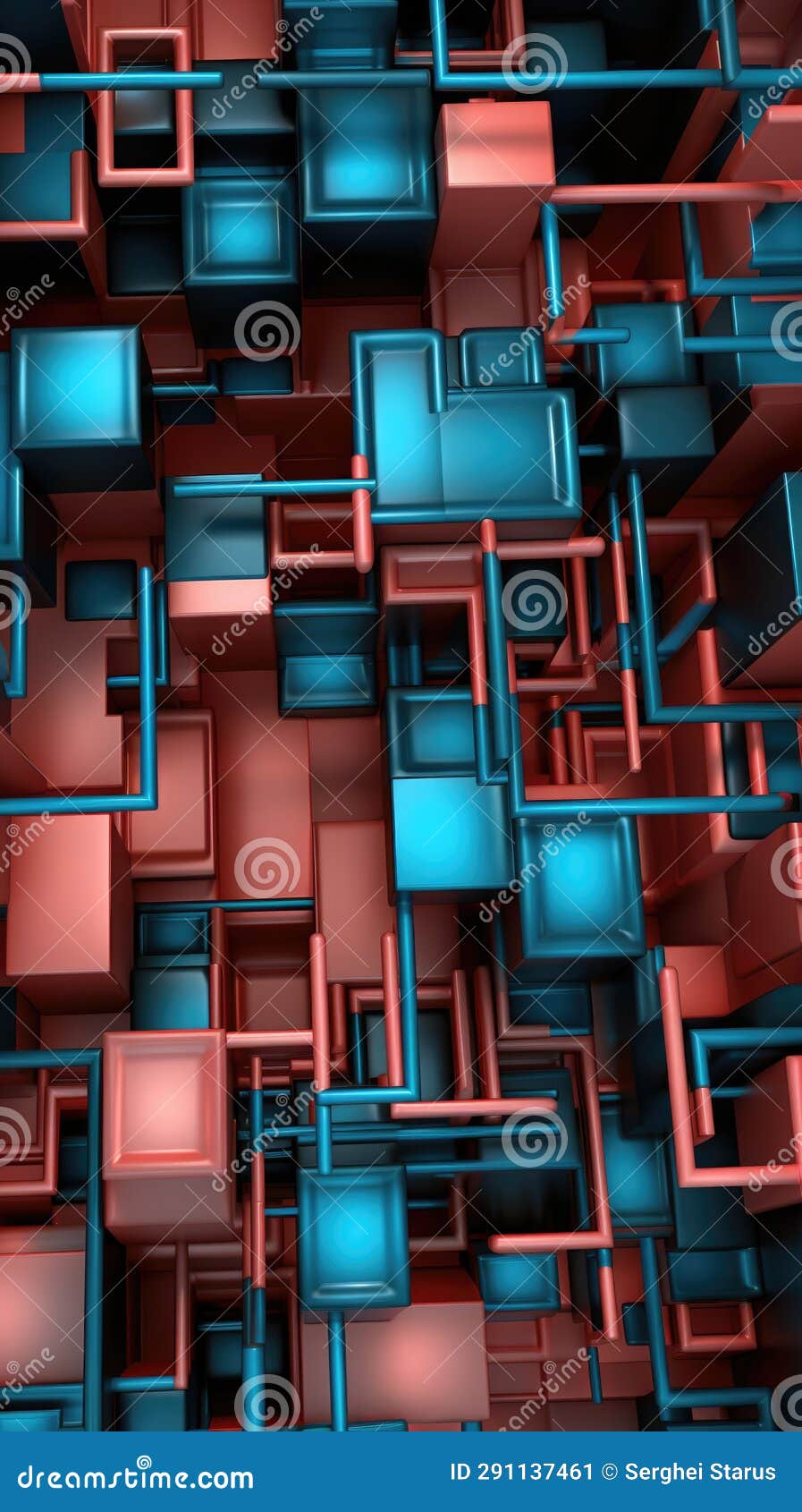 A Bunch of Blue and Red Cubes in a Room, AI Stock Image - Image of ...