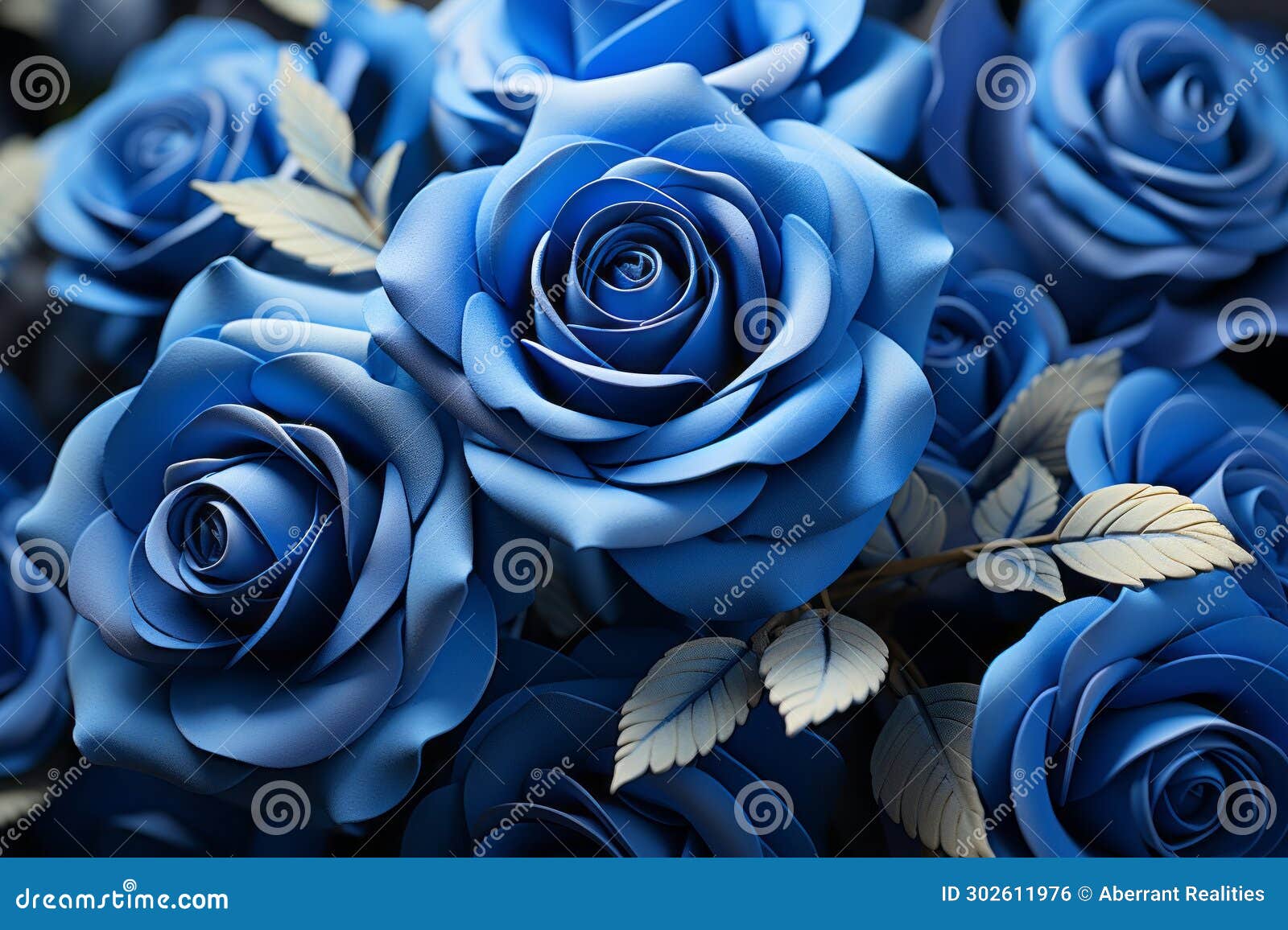 A Bunch of Blue Roses are Arranged in a Bouquet Stock Illustration ...