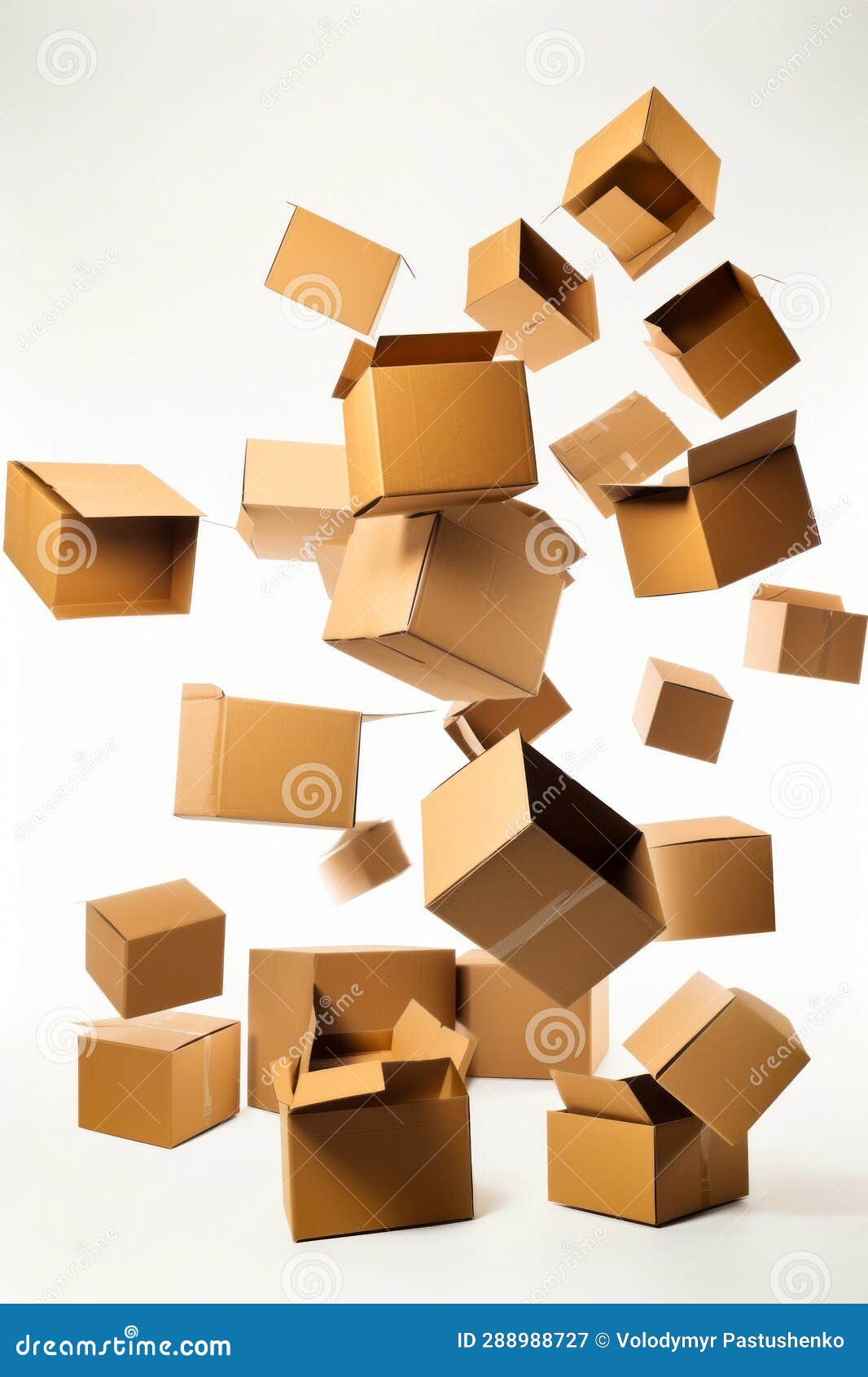 Bunch of Boxes are Flying in the Air Together, with One Box in the ...