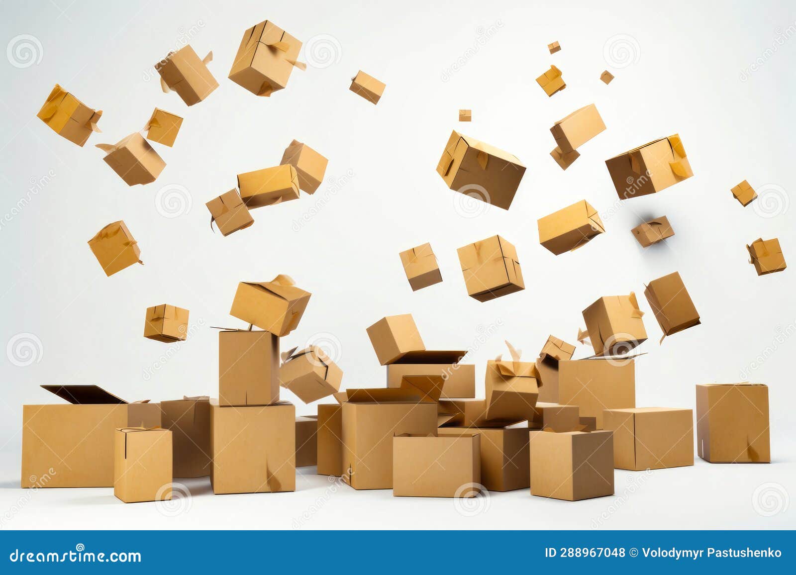 Bunch of Boxes are Flying in the Air with White Background. Generative ...