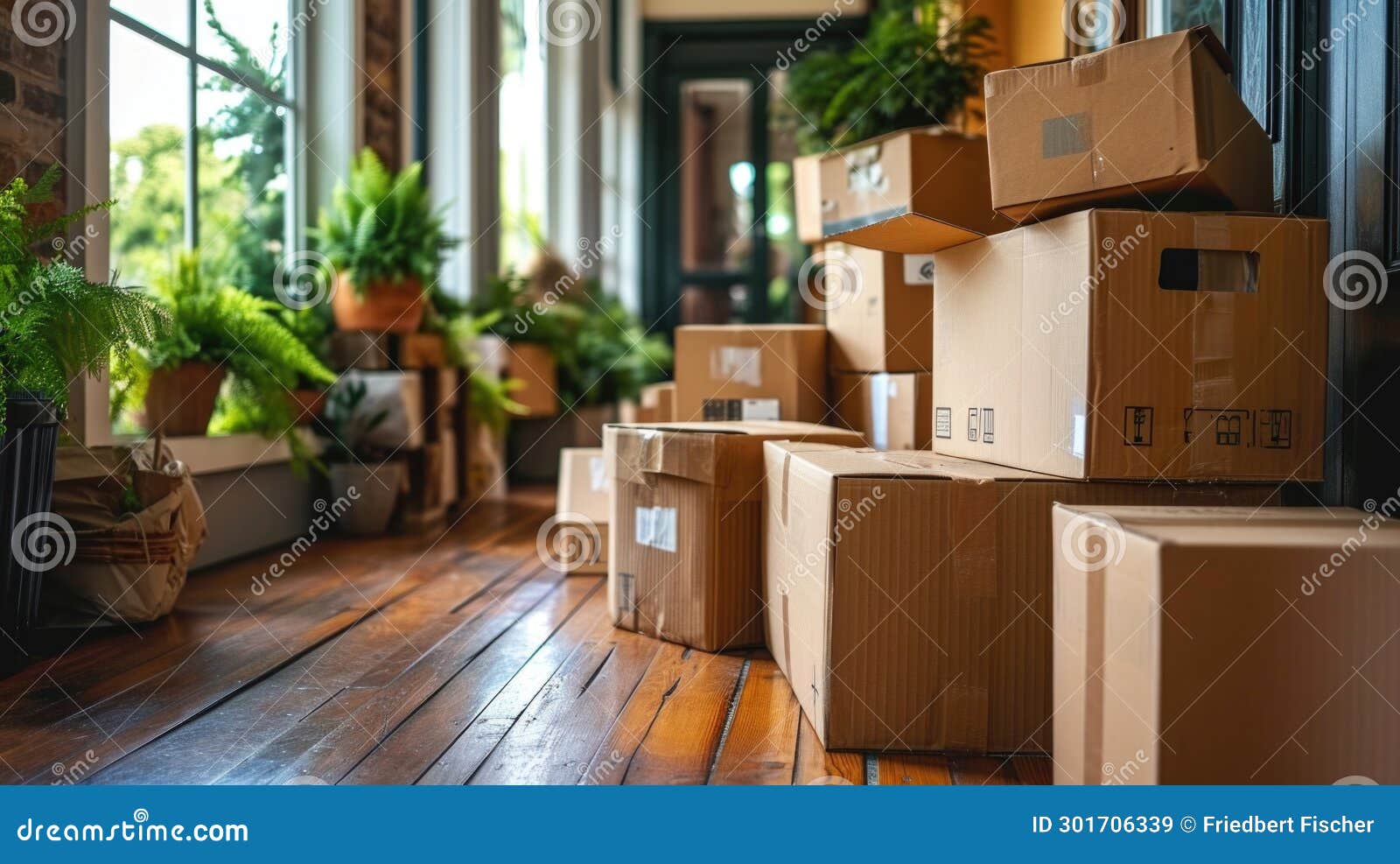 A Bunch of Boxes Sitting on Top of a Wooden Floor Stock Image - Image ...