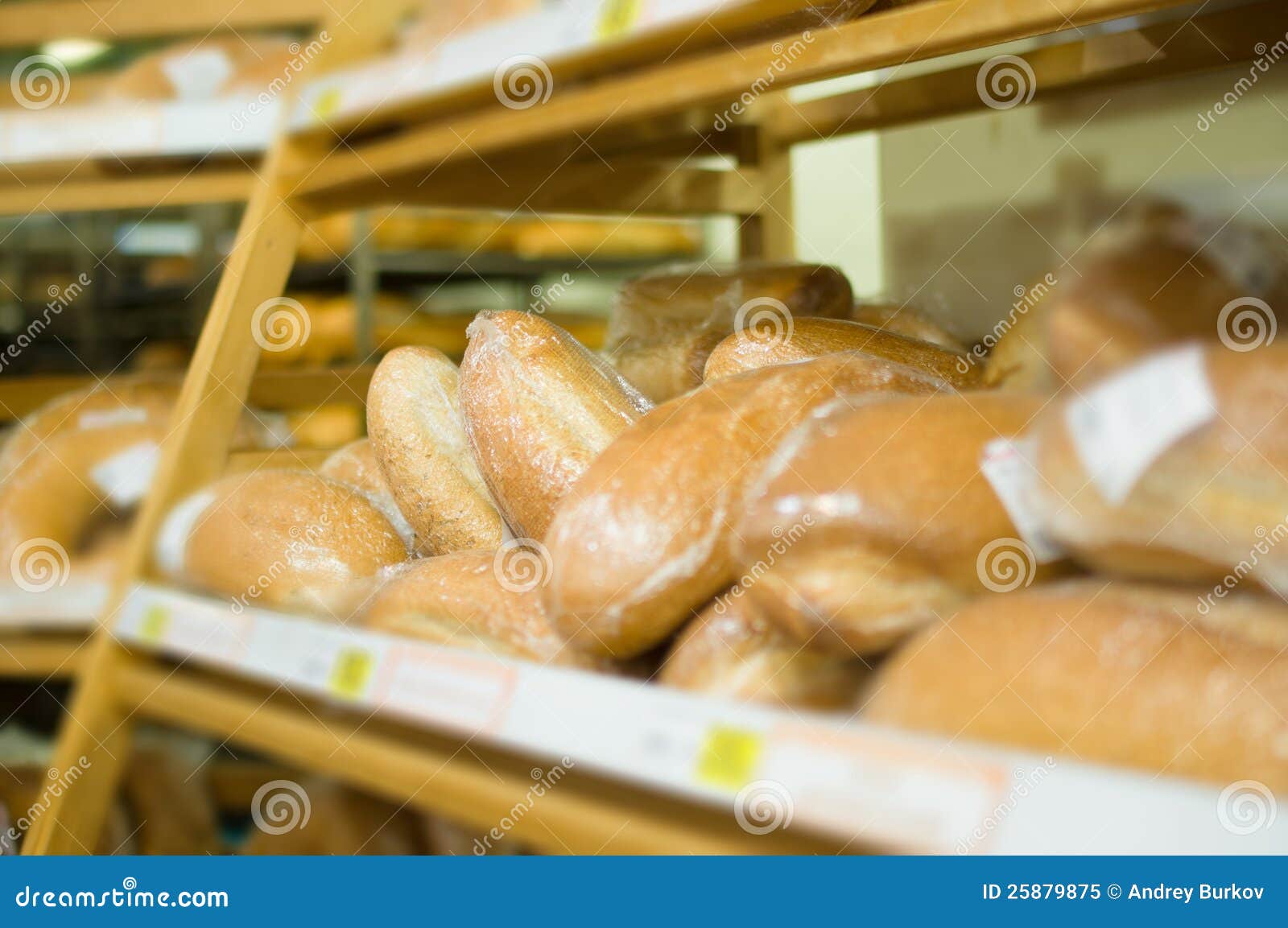 Bunch of Breads on Shelf in Supermarket Stock Image - Image of shopper ...