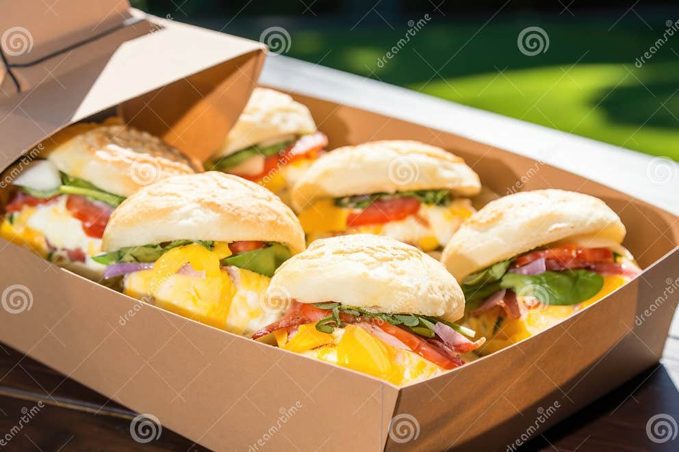 A Bunch of Breakfast Sandwiches, Packed for a Picnic Stock Image ...
