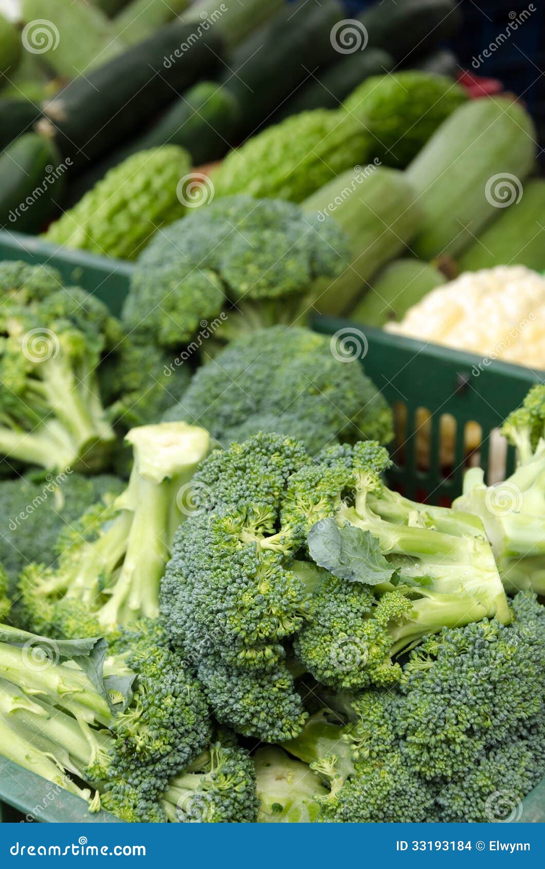 Bunch of Broccoli Cabbages on Boxes Stock Photo - Image of product ...