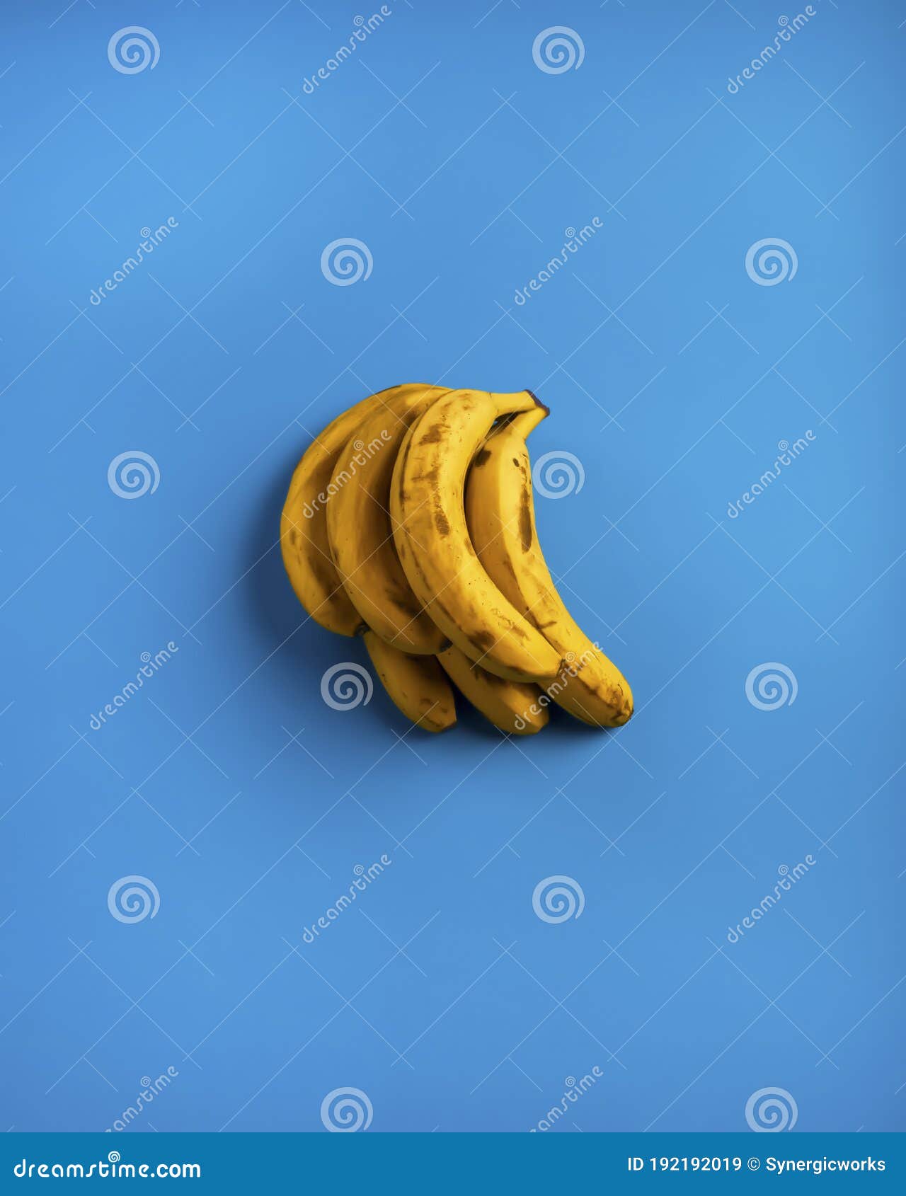 Bunch of Brown Spotted Bananas Isolated on Blue Background Stock Image ...
