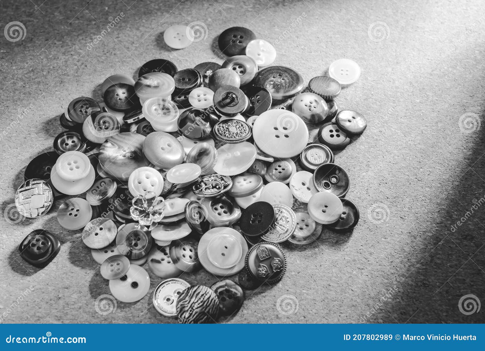 Vintage Buttons Texture on Table Stock Image - Image of textile ...
