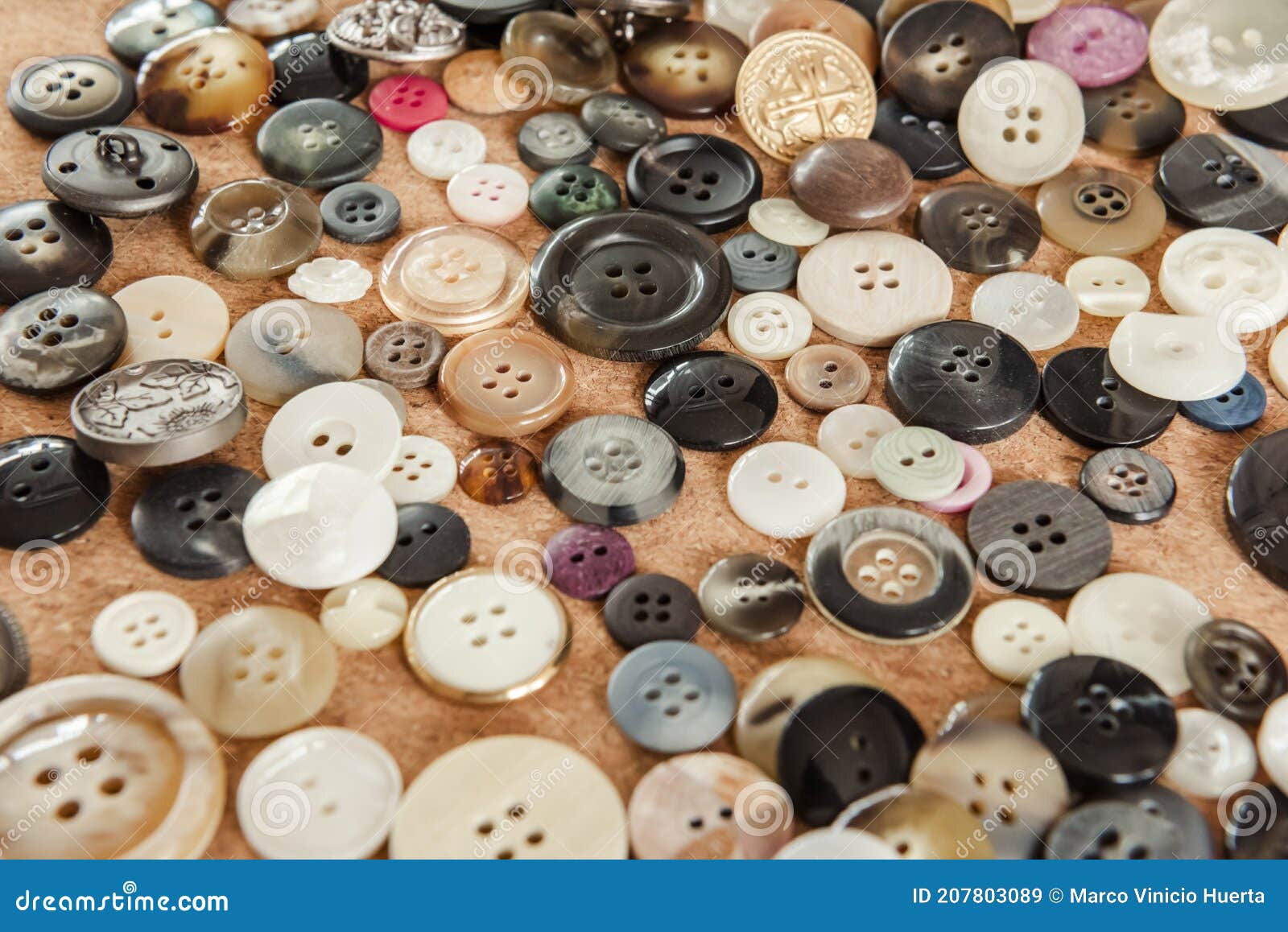 Vintage Buttons Texture on Table Stock Image - Image of accessory ...