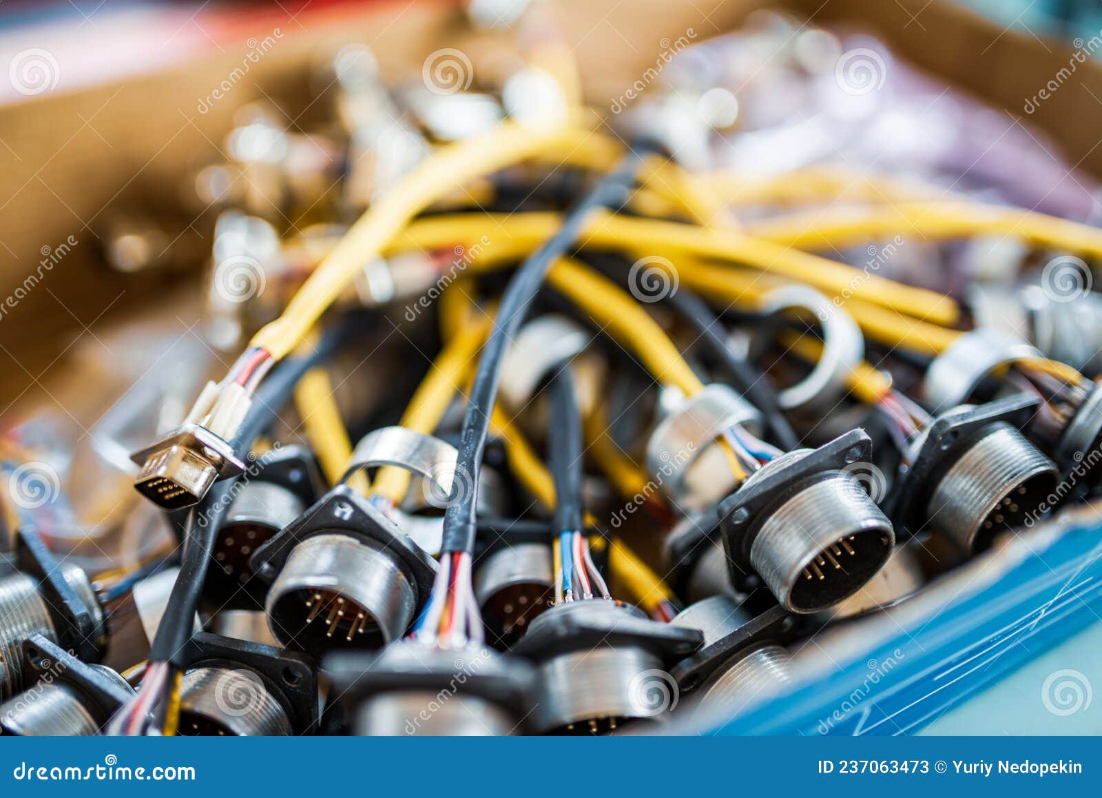 Bunch of Cables with Plugs for TFT Displays in Crate Stock Image ...