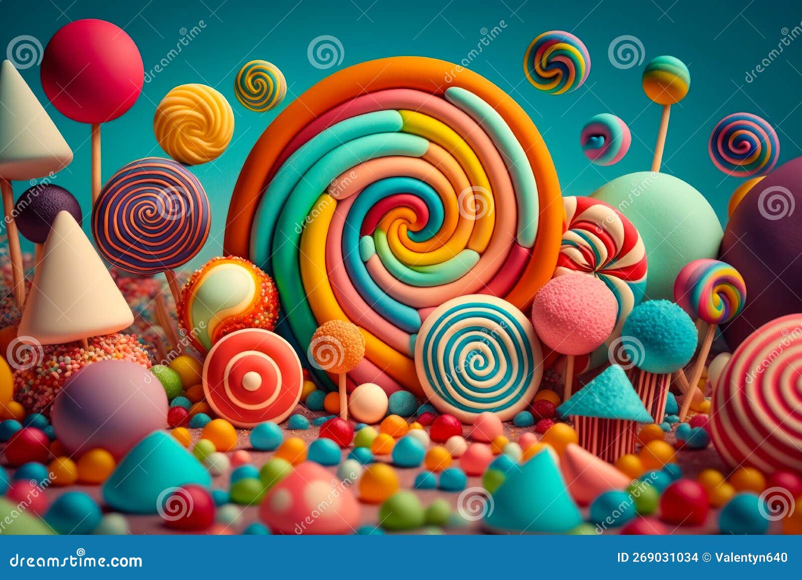 Bunch of Candy Land with Lots of Different Colored Lollipops ...