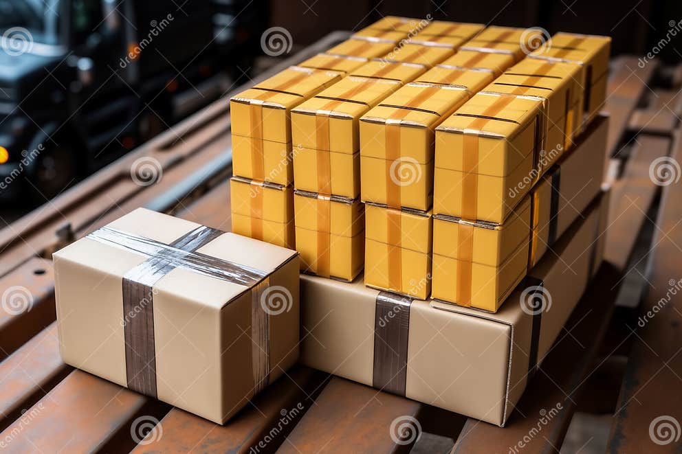 A bunch of cardboard boxes stock illustration. Illustration of parcel ...
