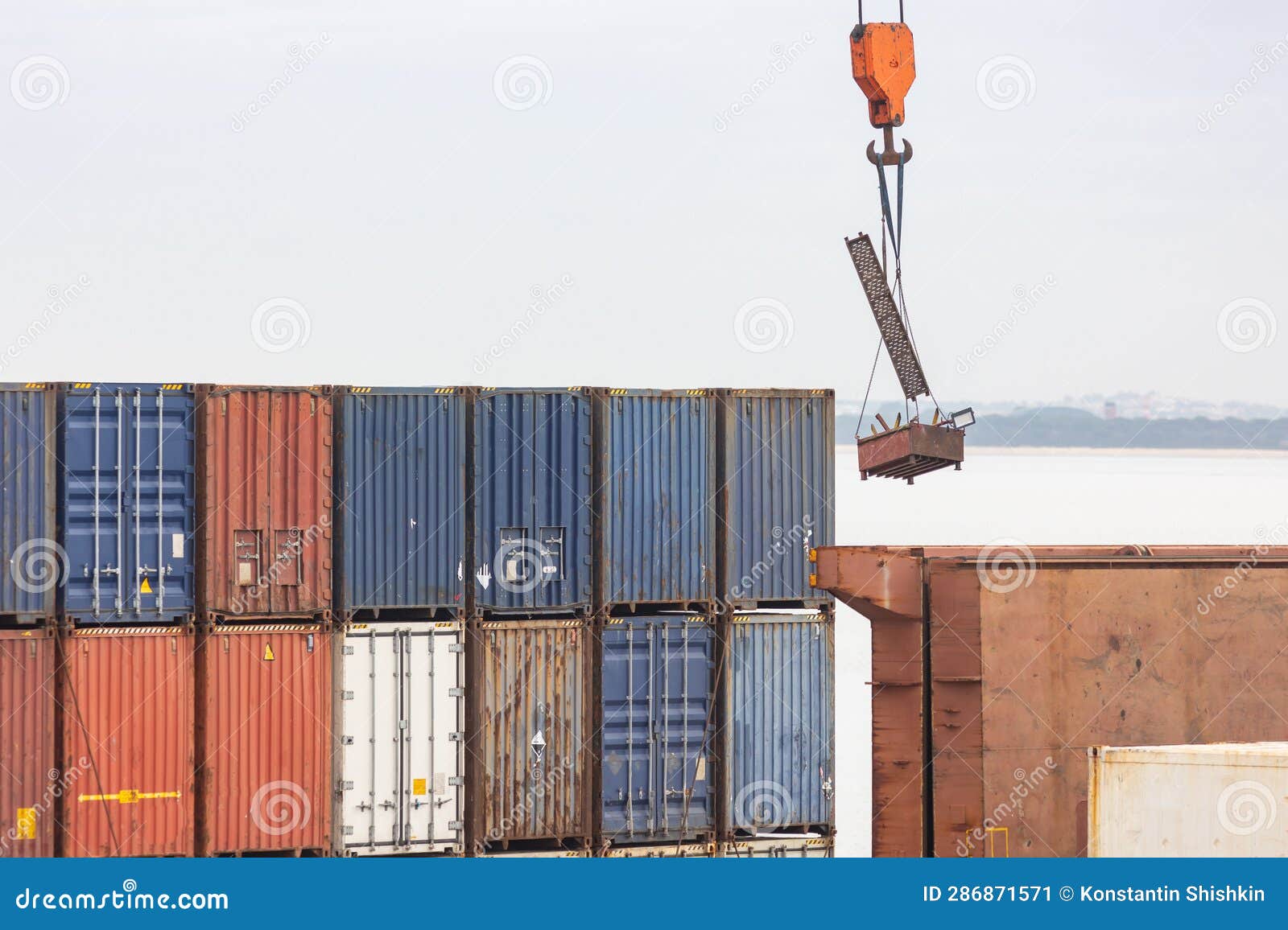 A Bunch of Cargo Containers in the Open Air Stock Image - Image of ...
