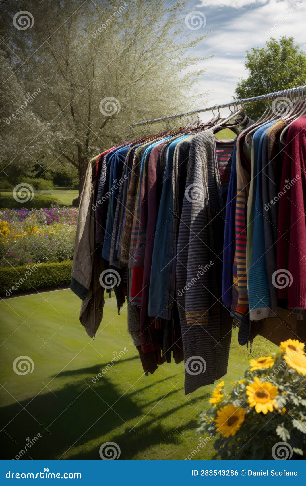 A Bunch of Clothes Hanging on a Clothes Line. Generative AI Stock ...