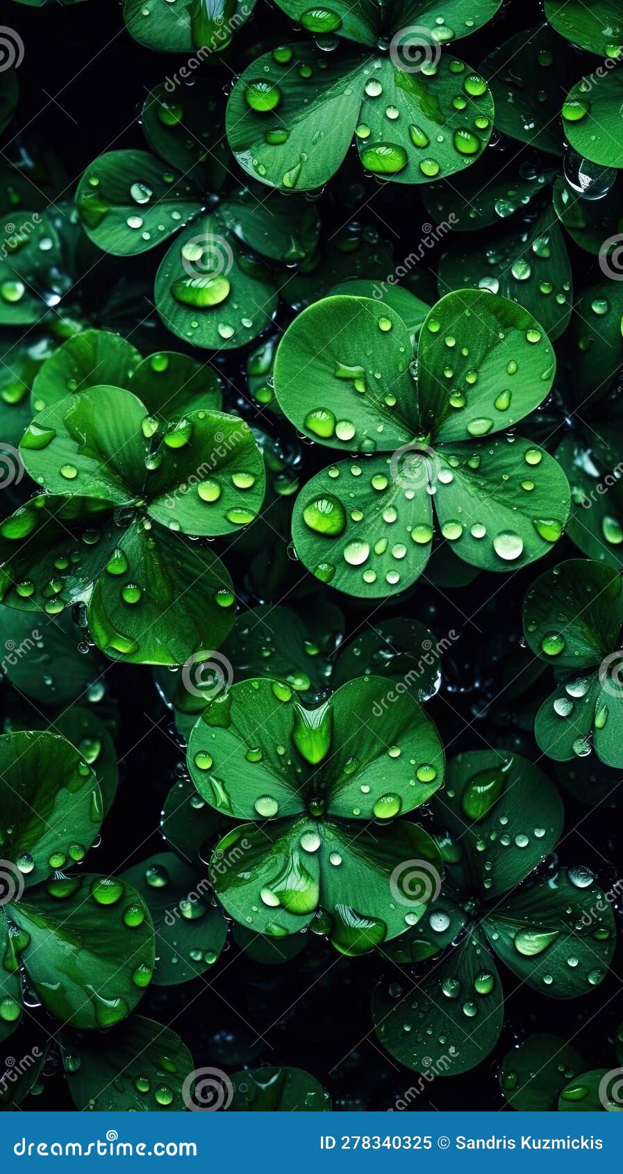 A Bunch of Clover Leafs Surrounded by Drops of Rain Water. Generative ...