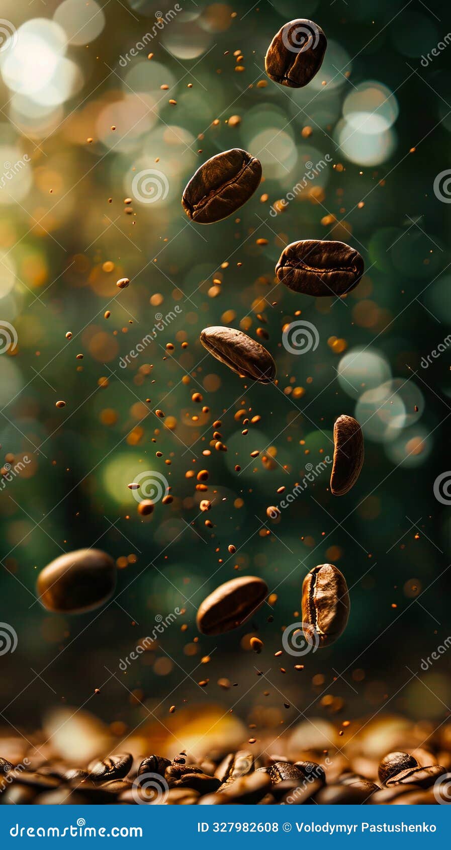 A Bunch of Coffee Beans Falling Down Stock Photo - Image of falling ...