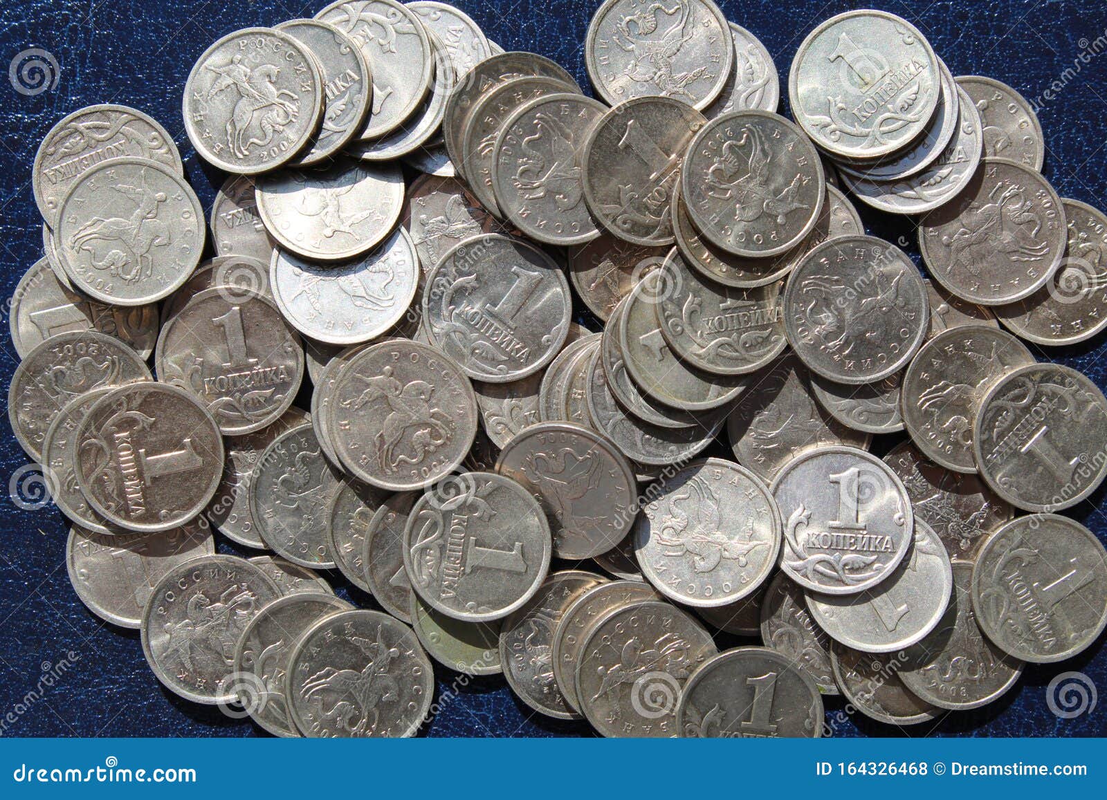 A Bunch of Coins a Penny of the Bank of Russia Stock Photo - Image of ...