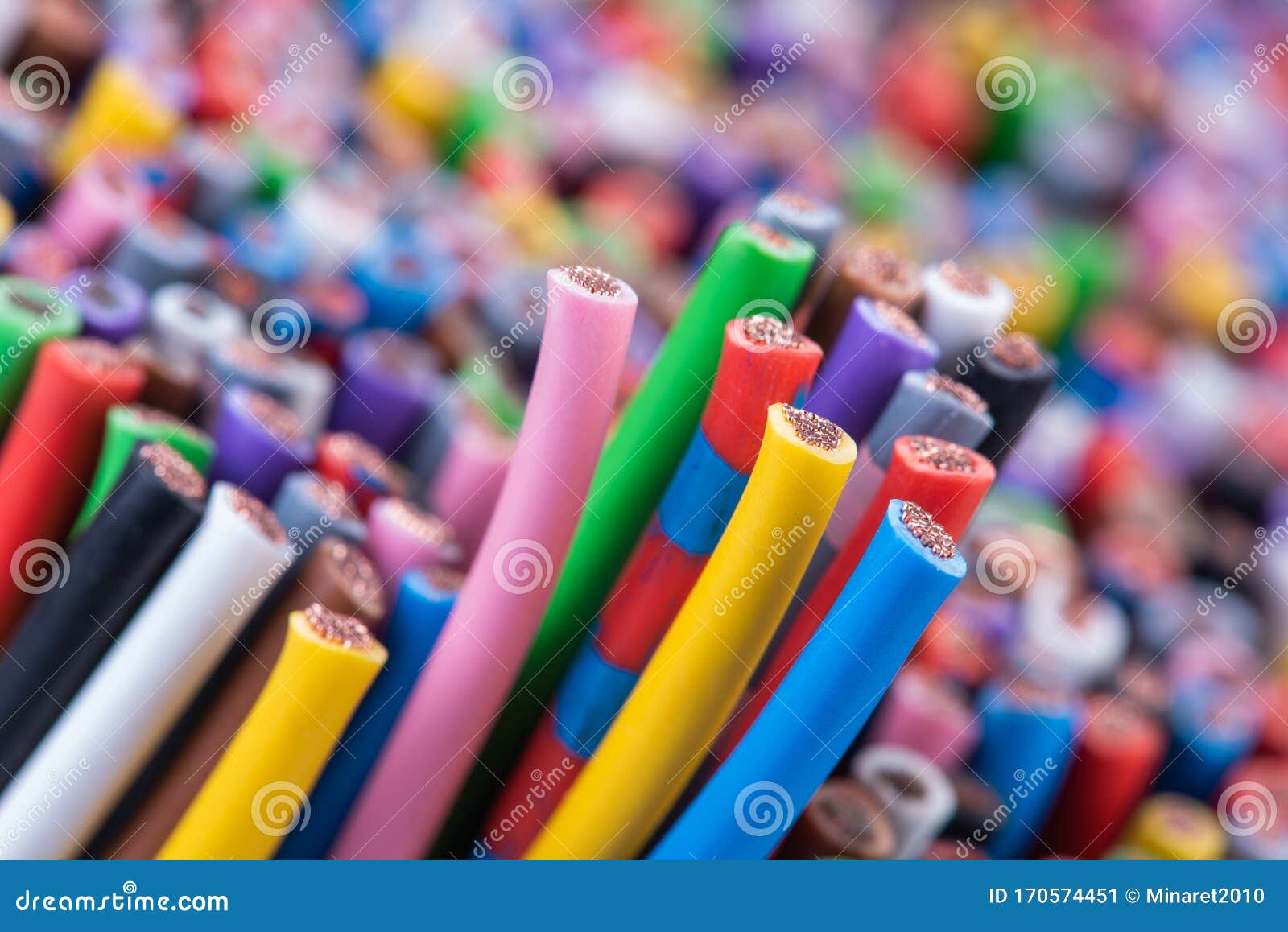 Bunch of Colored Electric Copper Cable Stock Image - Image of focus ...