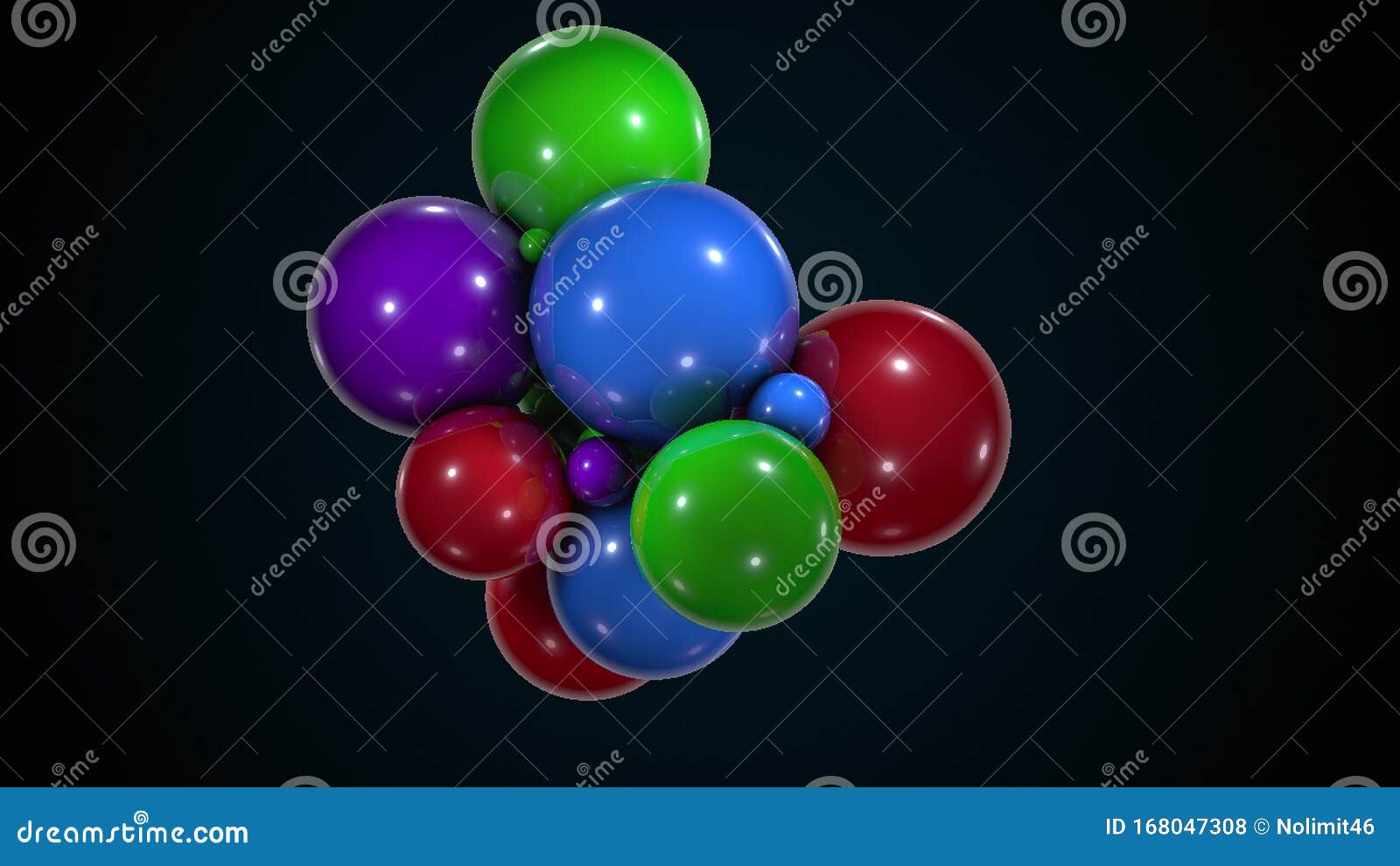 Bunch of Colorful Chaotic Spheres. Computer Generated Abstract Form of ...