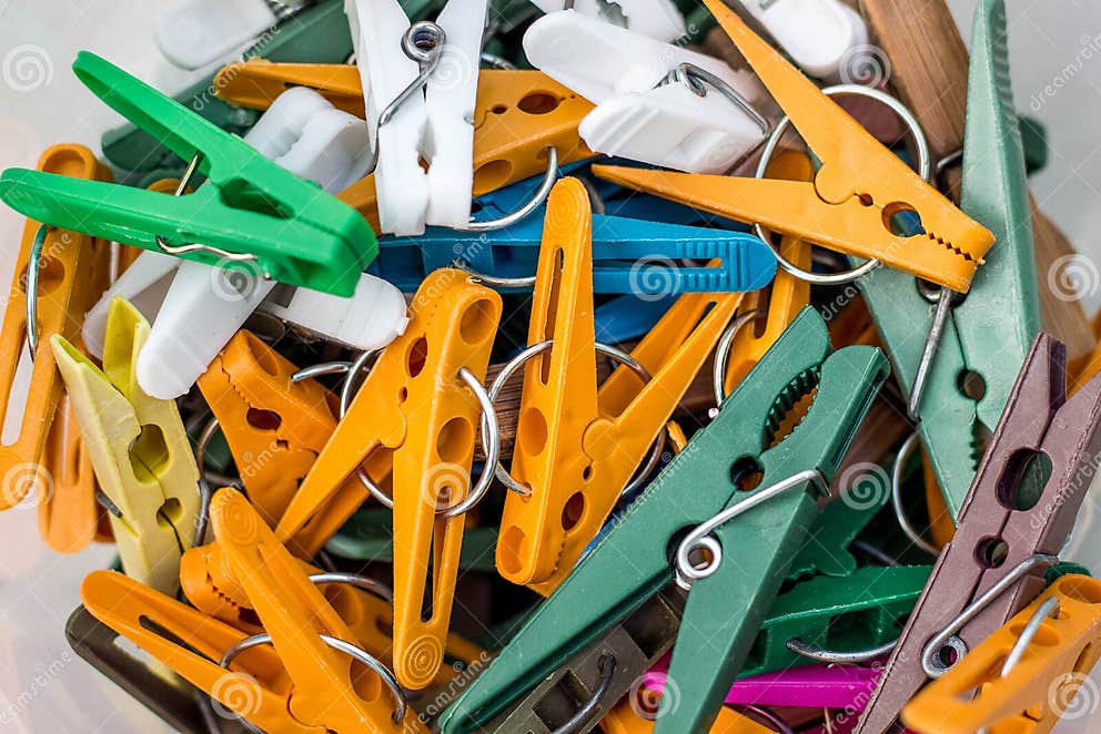 A Bunch of Colorful Clothes Clips for Drying Clothes_ Stock Photo ...