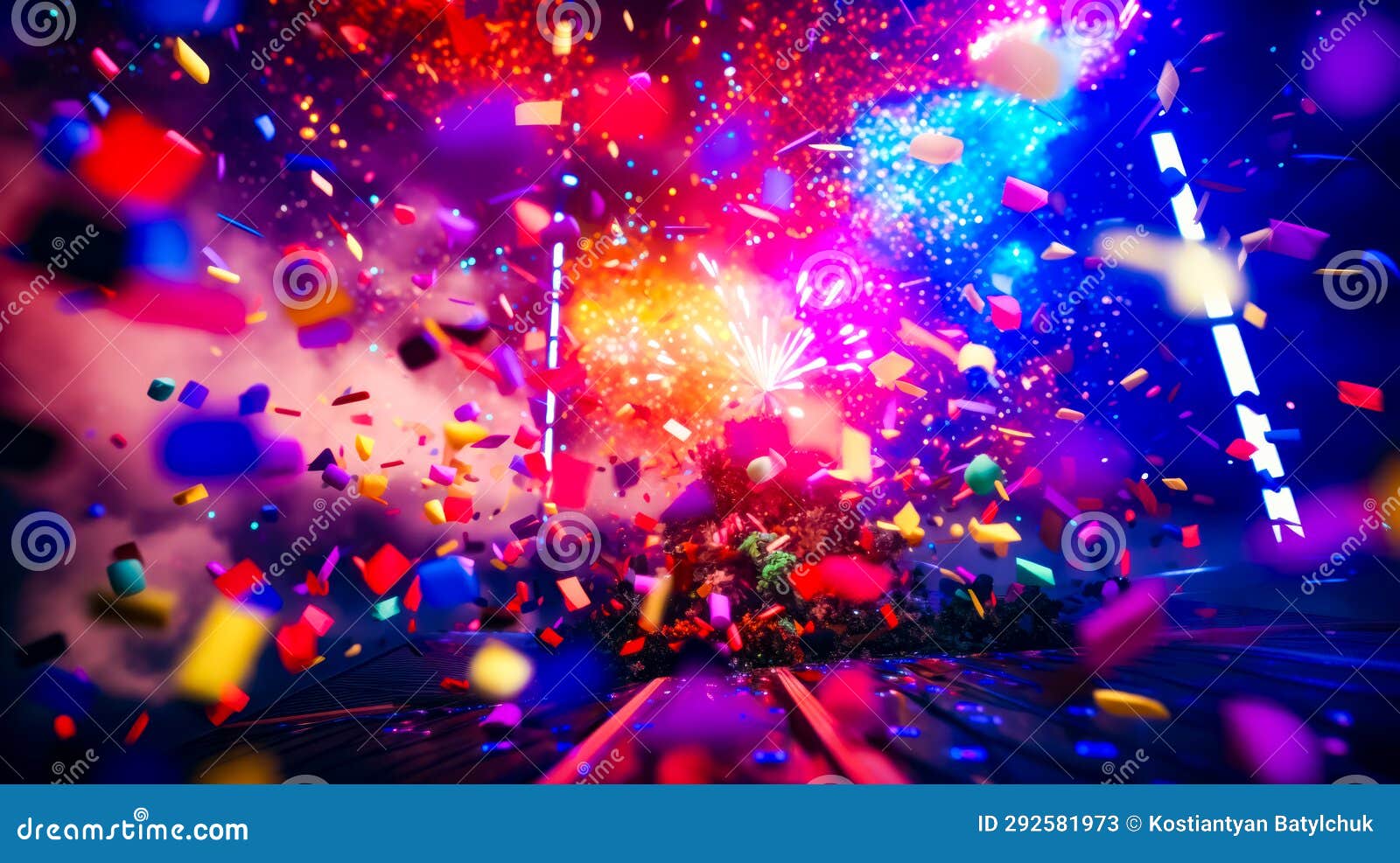 Bunch of Colorful Confetti and Streamers Flying in the Air. Generative ...