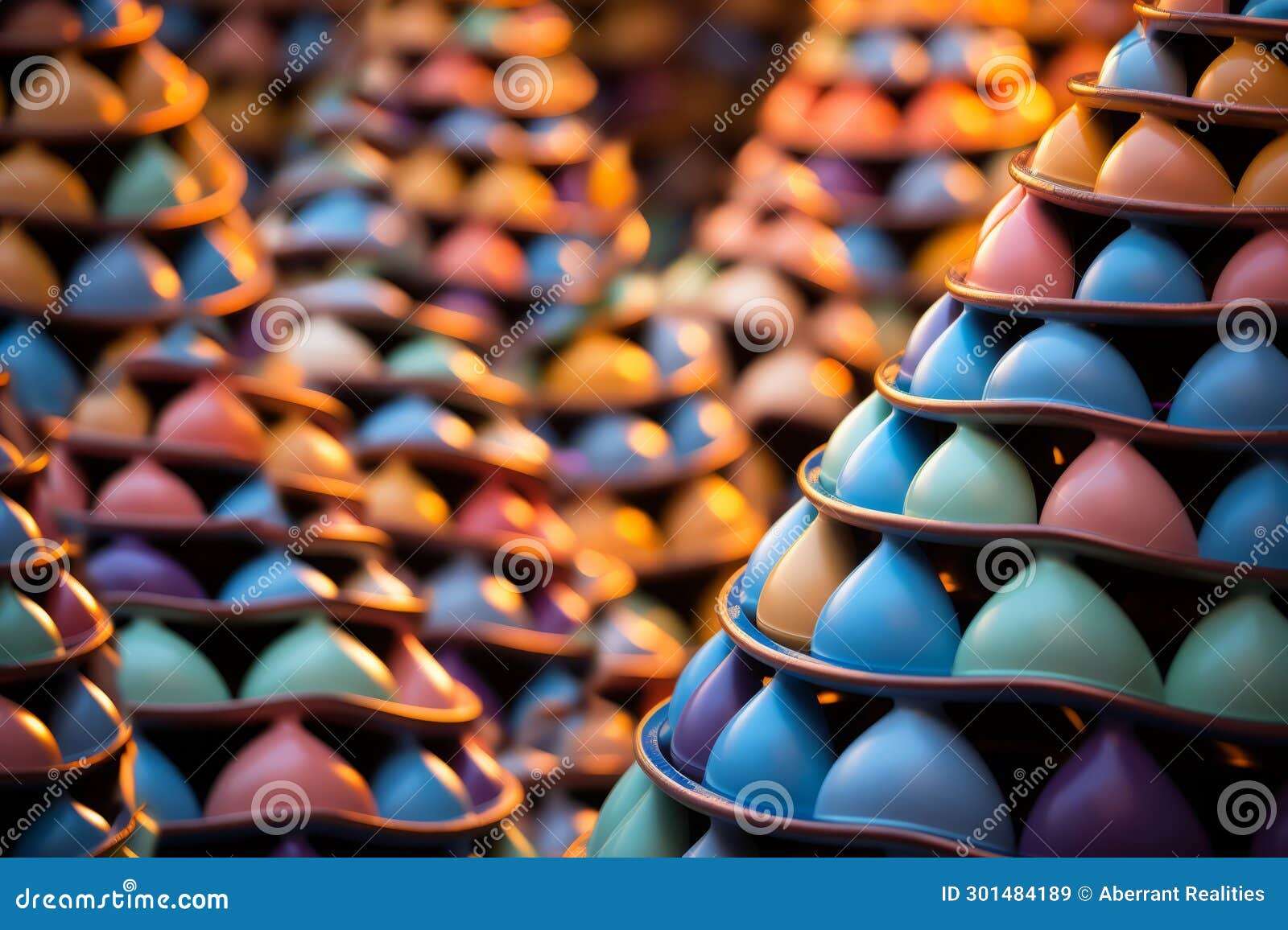 Bunch Of Stacked Knitted Pastel Color Sweaters Scarf And Hat With ...