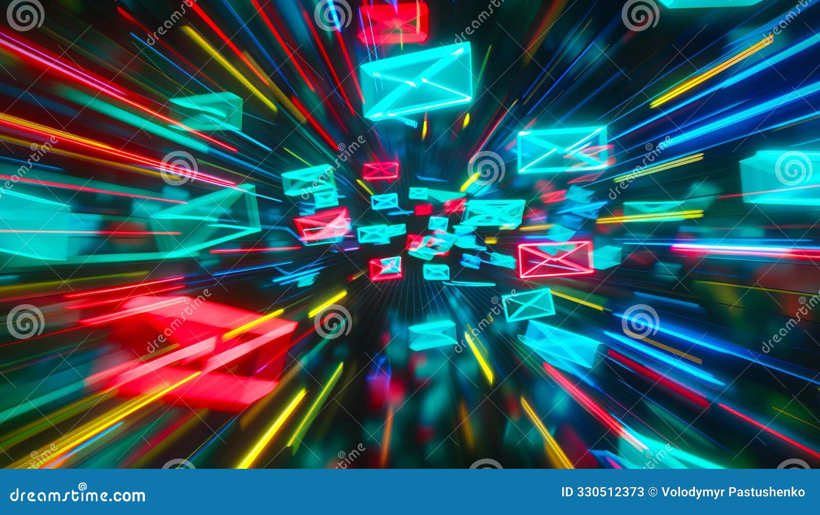 A Bunch of Colorful Emails Flying through the Air Stock Image - Image ...