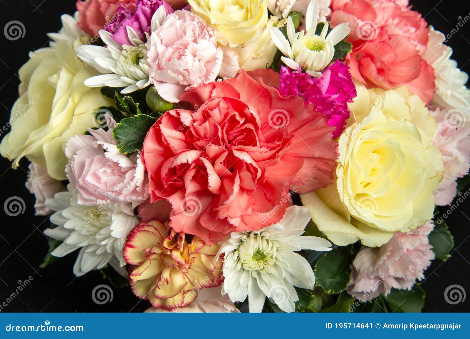 Bunch of Colorful Flowers on Black Stock Image - Image of anniversary ...
