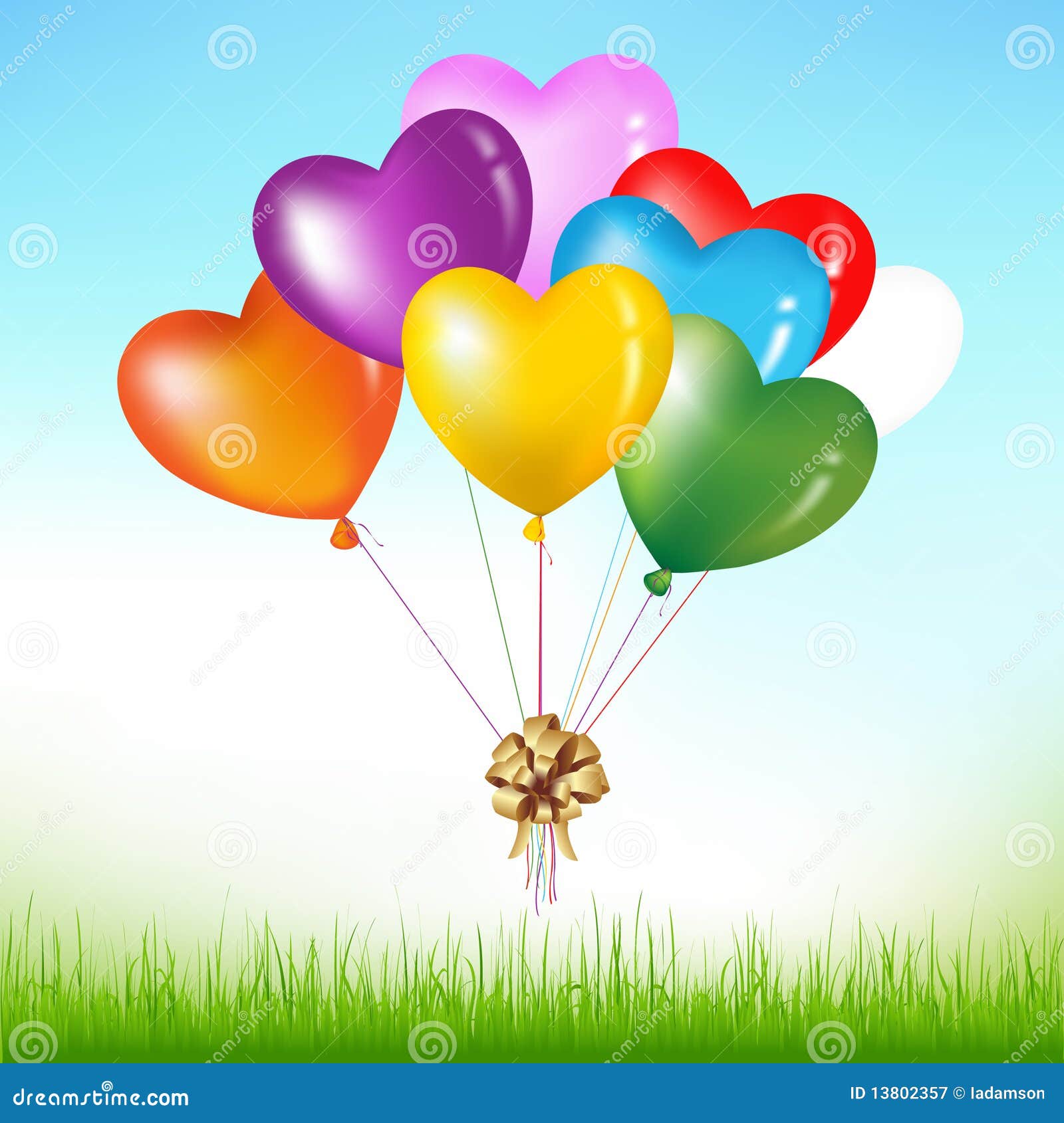 Colorful Heart Shapes In A Whimsical Cartoon Style On A Detailed ...