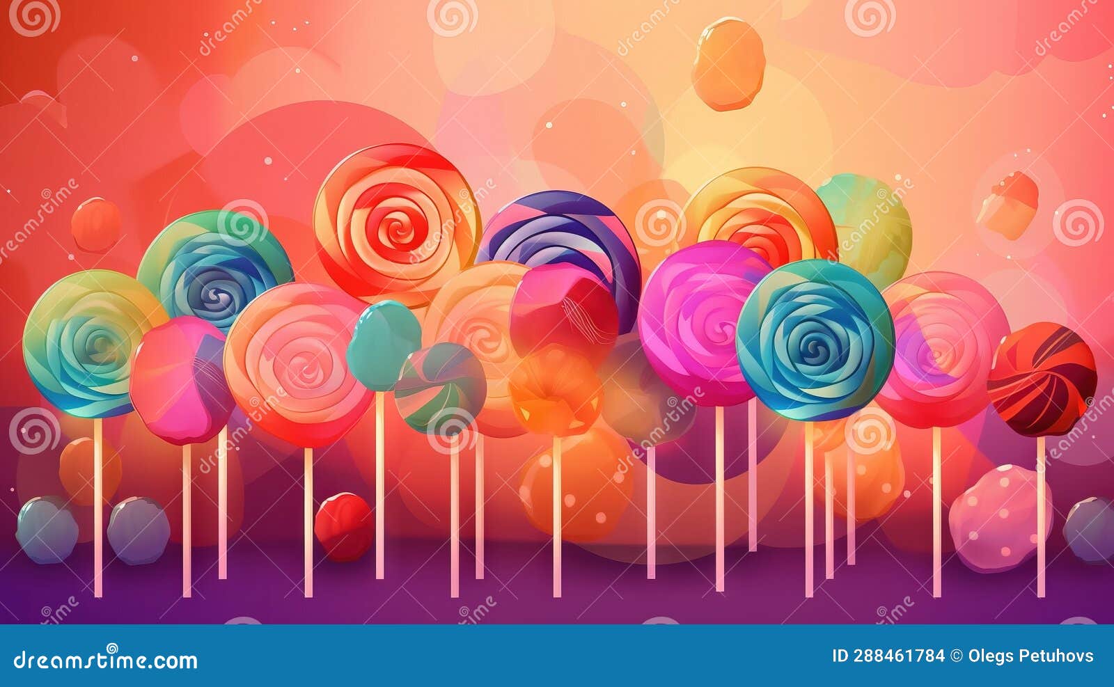 A Bunch of Colorful Lollipops on a Pink Background Stock Illustration ...