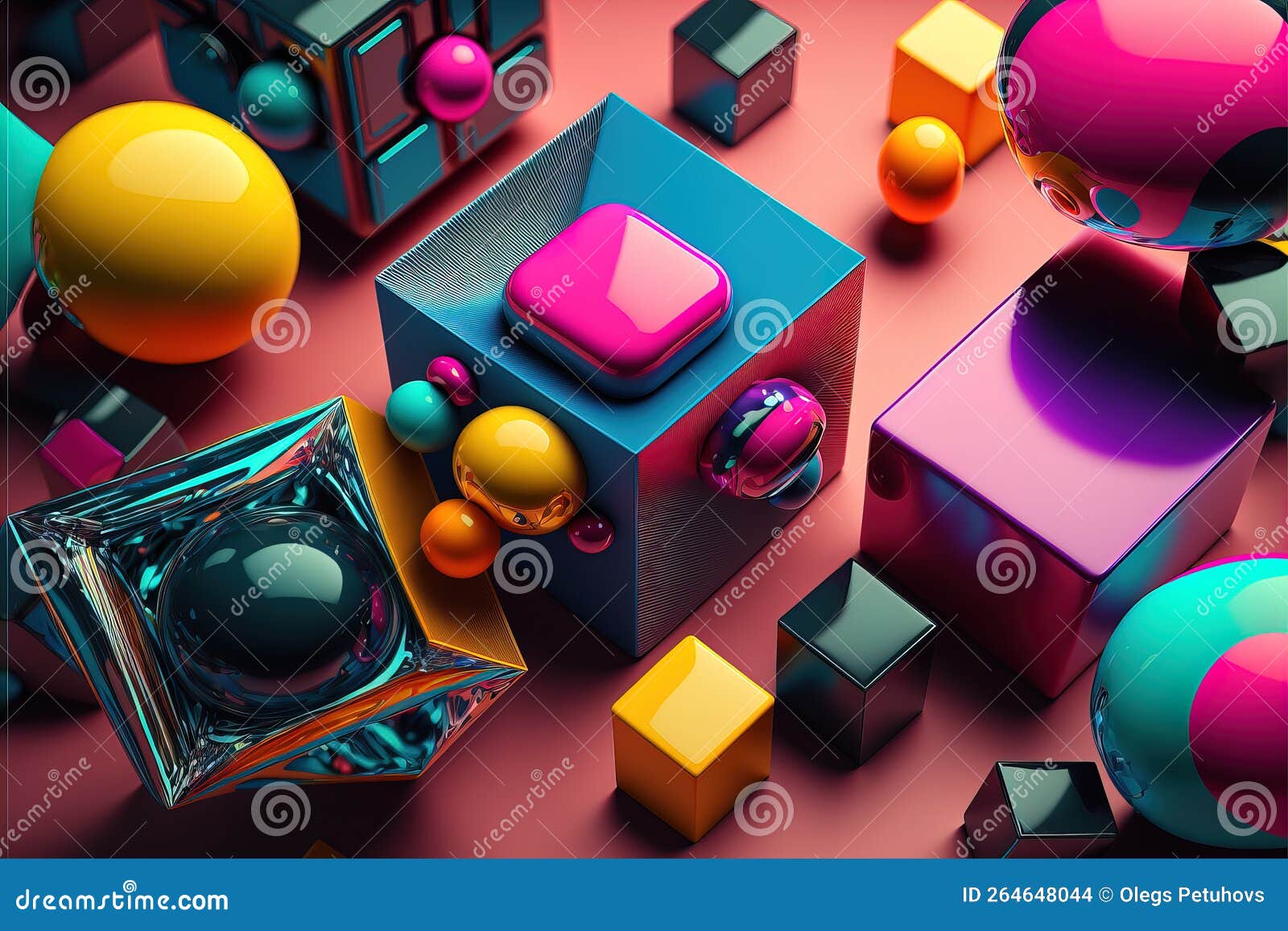 A Bunch of Colorful Objects are Scattered Around a Square Object on a ...