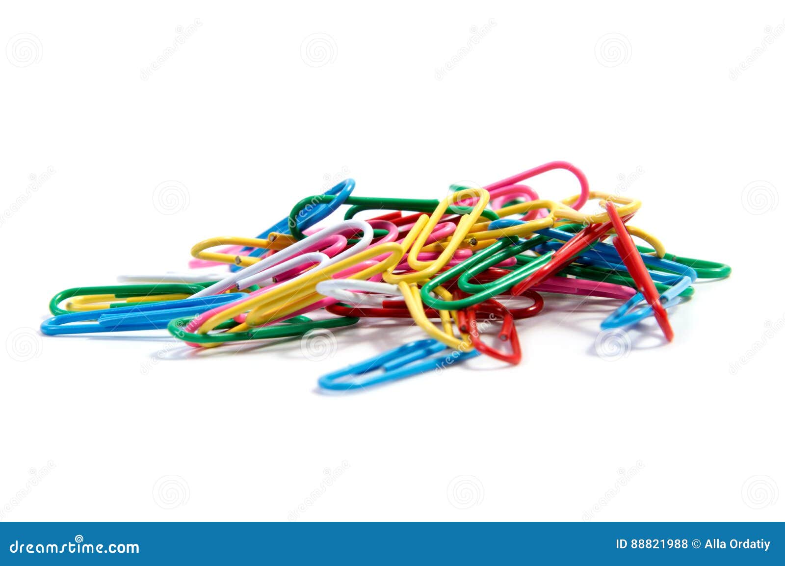 Bunch of Colorful Paper Clips on White Stock Photo - Image of green ...