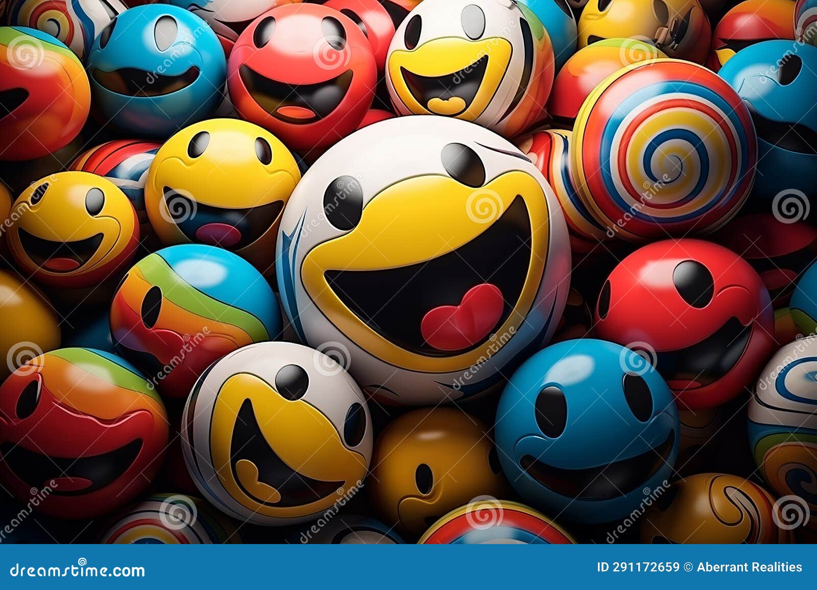 A Bunch of Colorful Smiley Faces are Arranged in Front of a Black ...