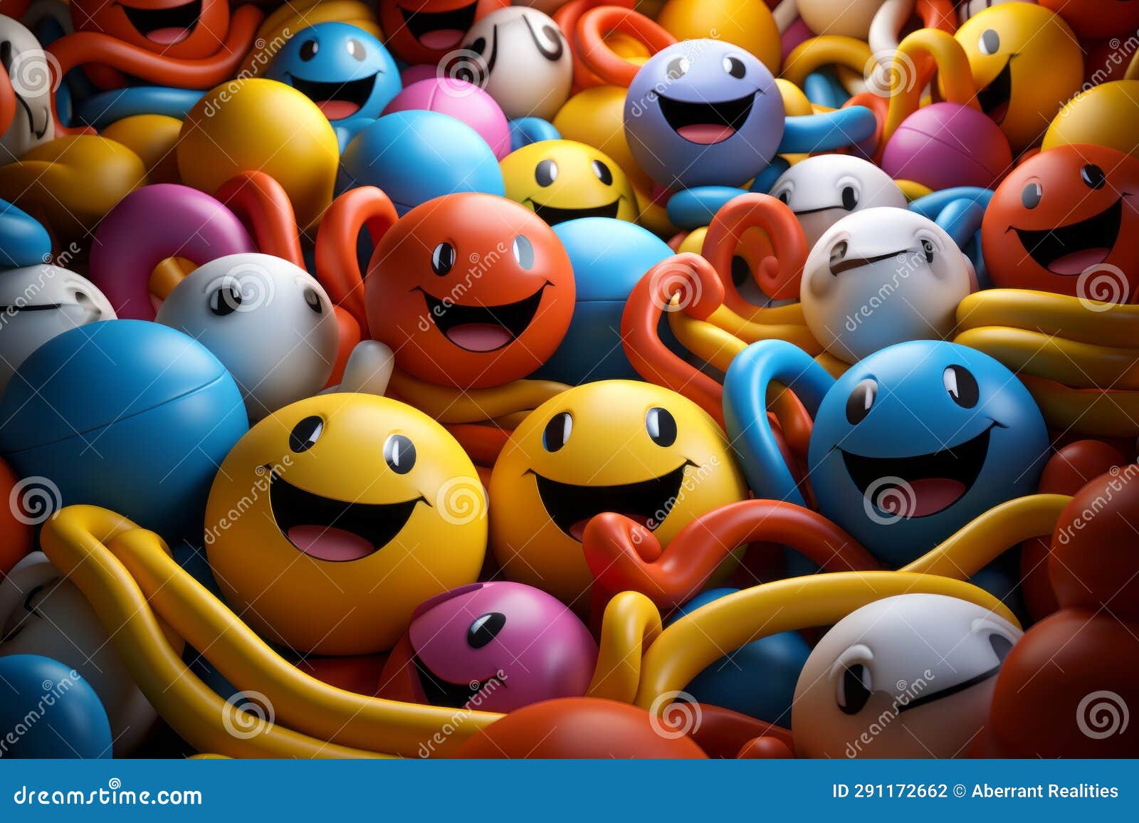 A Bunch of Colorful Smiley Faces in a Pile Stock Illustration ...