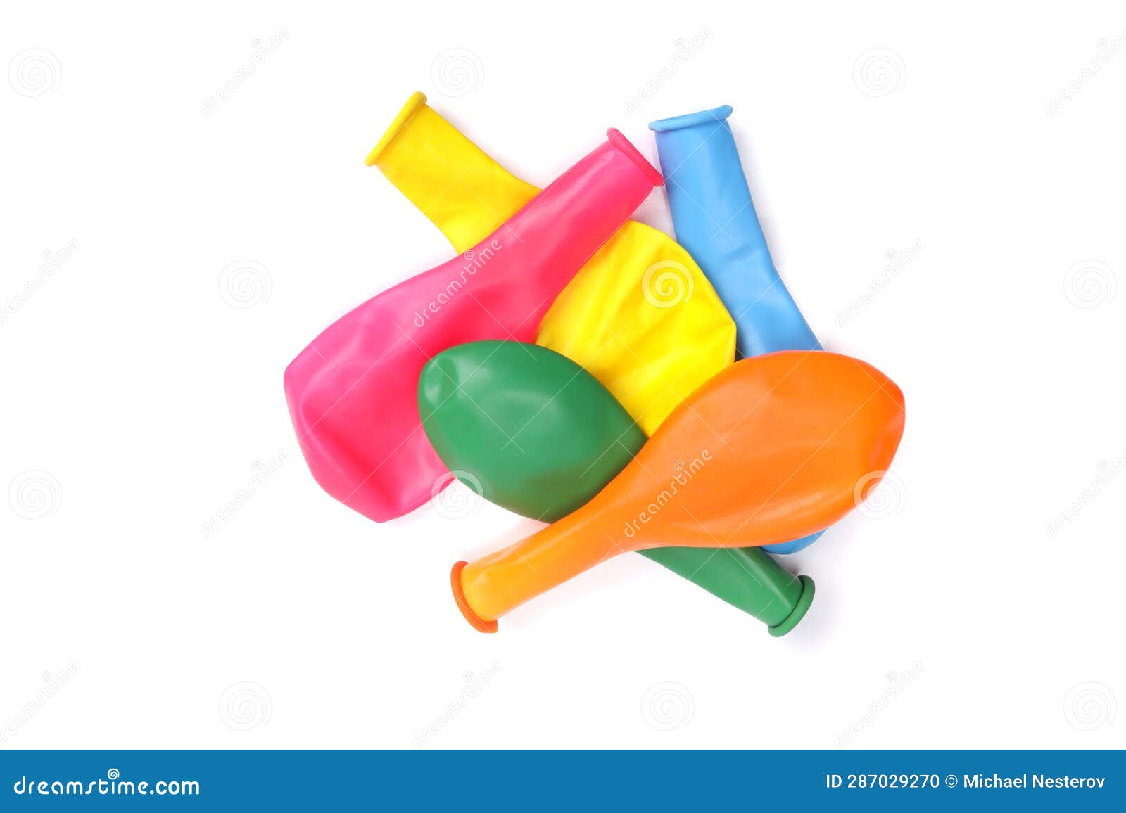 Bunch of Colorful Unblown Balloons Isolated on White Stock Photo ...