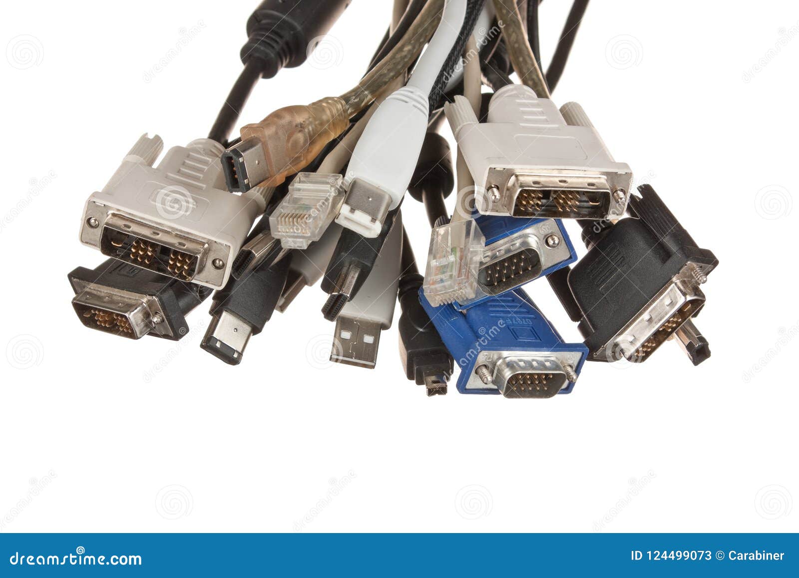 Bunch of Computer Cables with Sockets Stock Image - Image of ...
