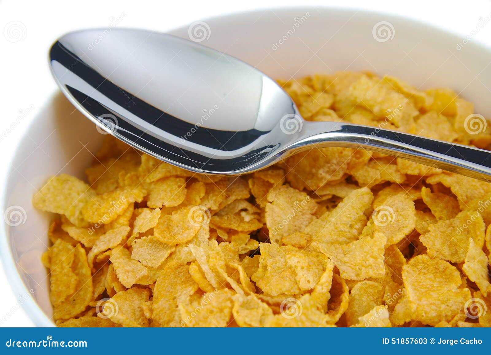 Bunch of Corn Flake Cereals with a Metal Spoon Stock Image - Image of ...