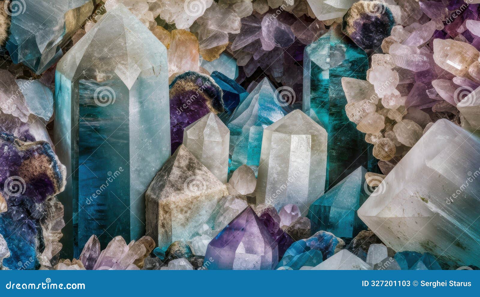 A Bunch of Crystals are Sitting on Top of Each Other, AI Stock Image ...