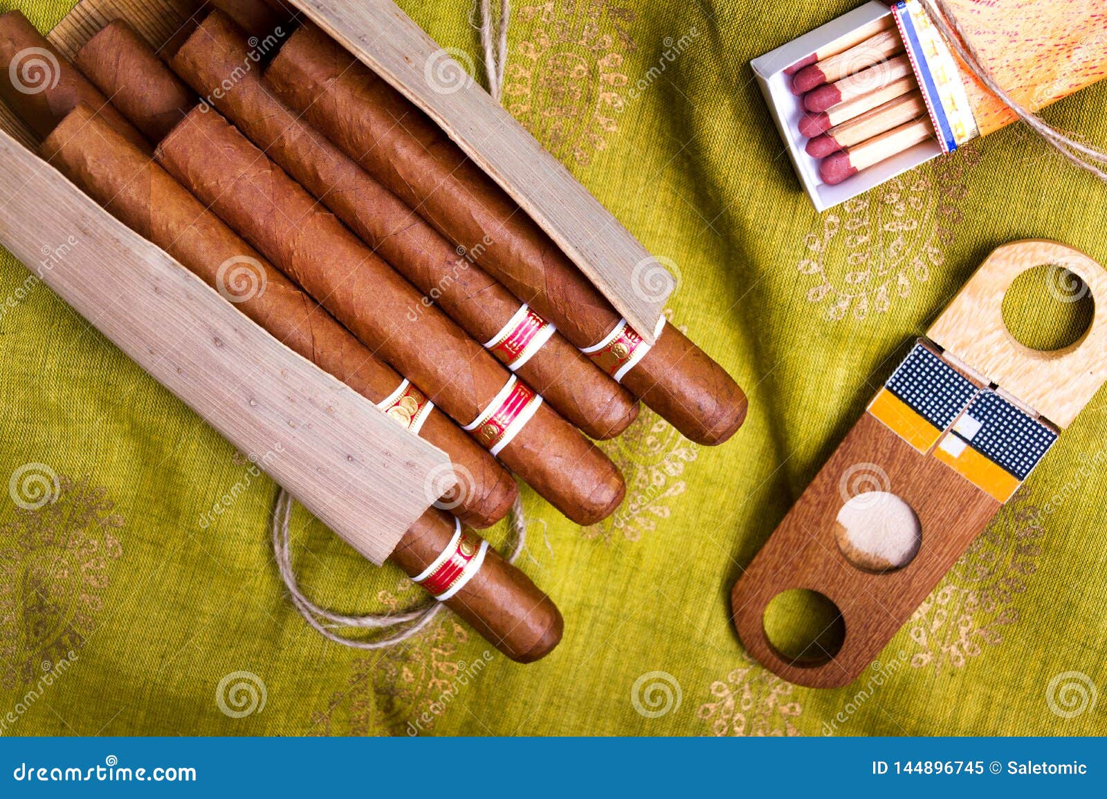 Cuban Cigars and Accessories on a Table Stock Image - Image of closeup ...