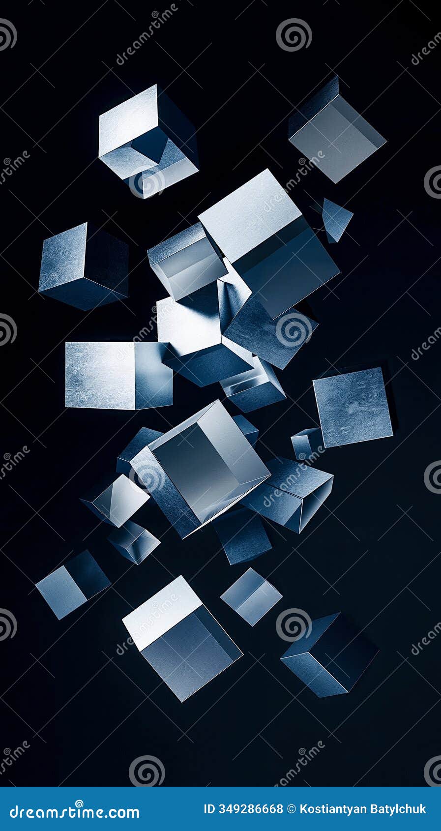 A Bunch of Cubes that are Flying in the Air Stock Photo - Image of ...