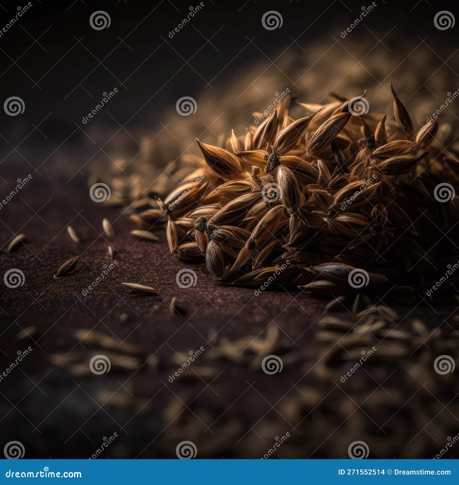 A Bunch of Cumin on a Wooden Surface. Close-up. Spices Stock ...