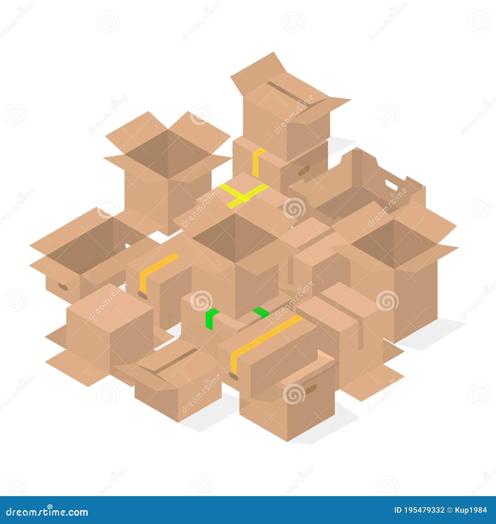 Bunch of 3D Cardboard Boxes, Vector Illustration Stock Vector ...