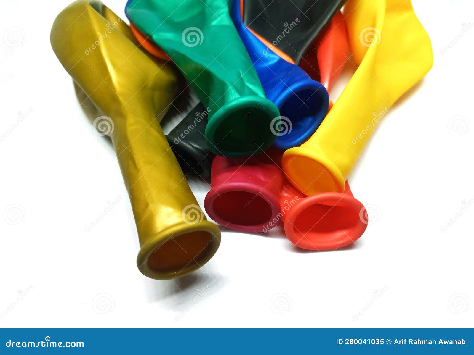 Bunch of Deflated or Flat Metallic Balloons on White Background Stock ...