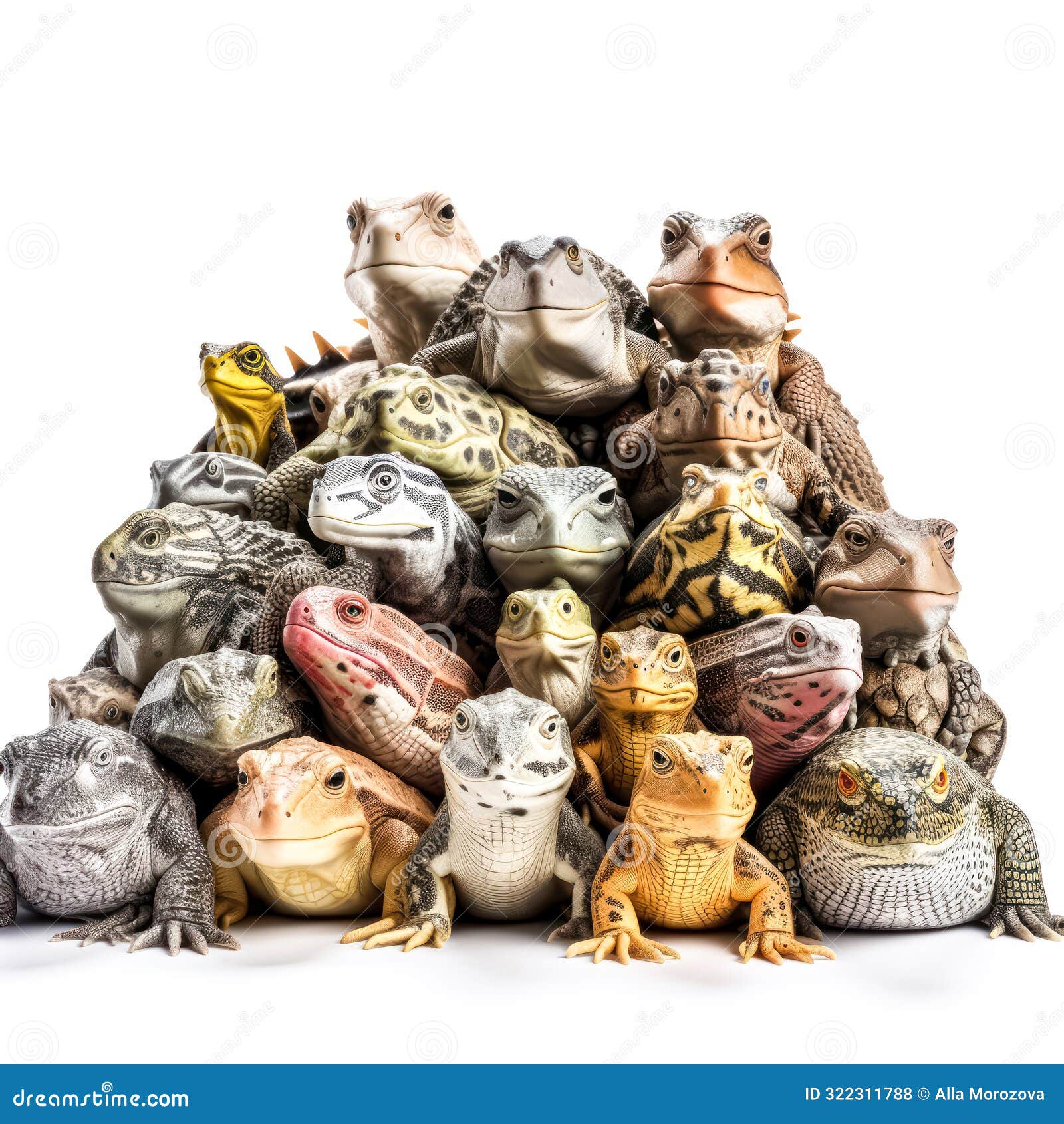 A Bunch of Different Animals, Including a Turtle, are Piled on Top of ...