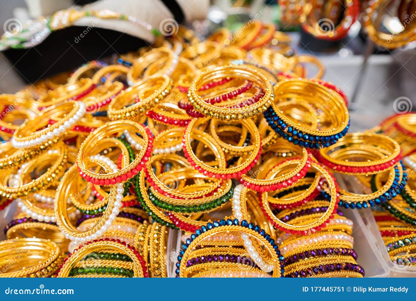 Bunch on Different Color Bangles in a Shop Tirumala Stock Image - Image ...