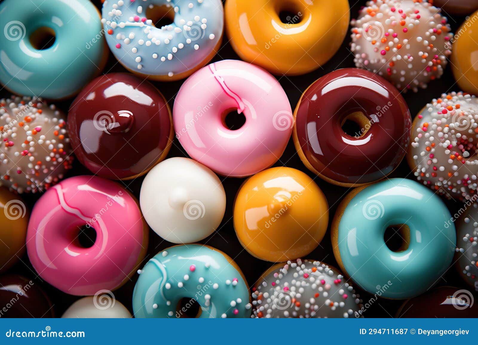 A Bunch of Different Colored Donuts with Sprinkles Stock Illustration ...